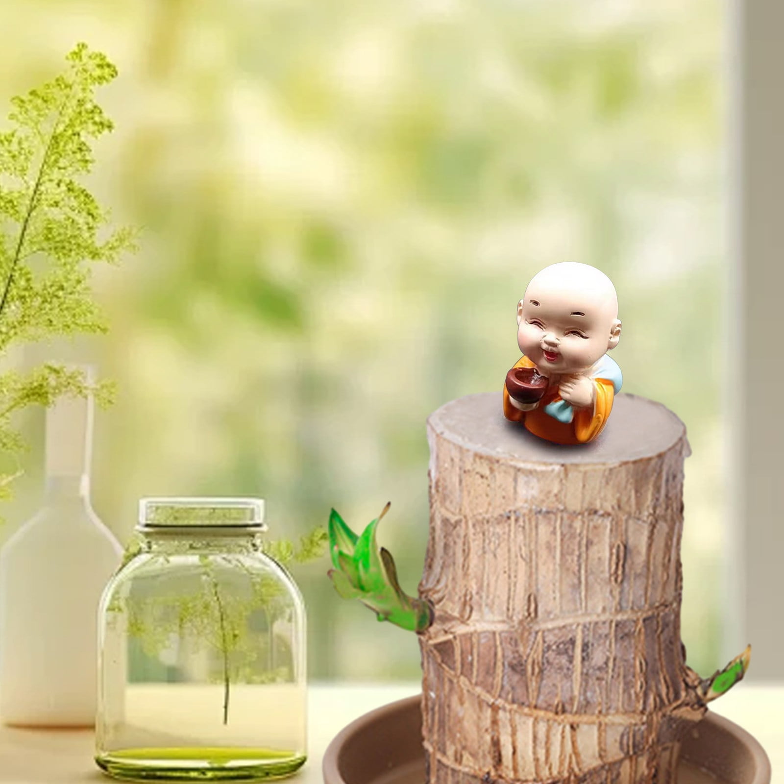 Arghm Zen Monk Desk Ornament,Resin Bonsai Mini Sculpture,Office Car ...