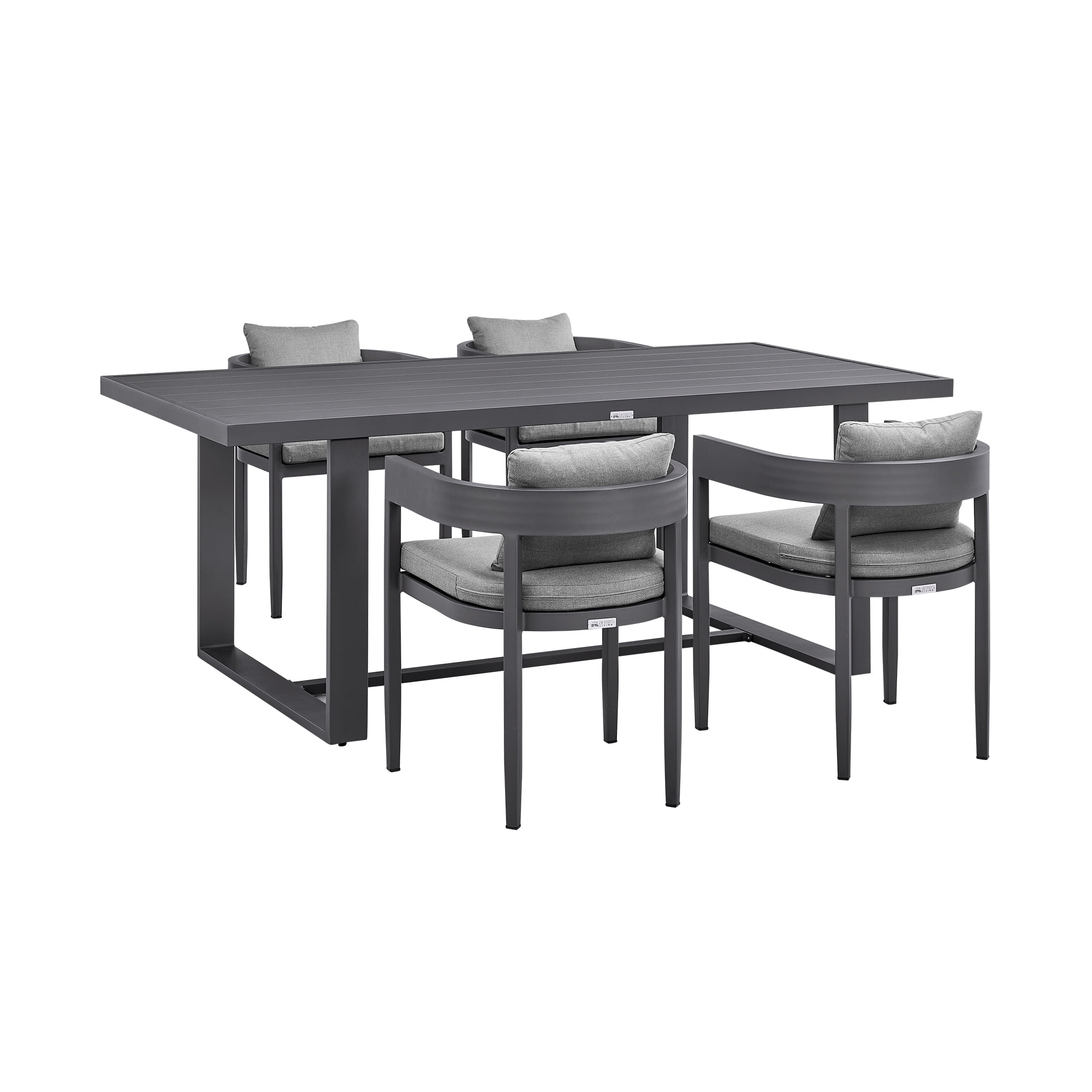 Argiope Outdoor Patio 5-Piece Dining Table Set in Aluminum with Grey ...