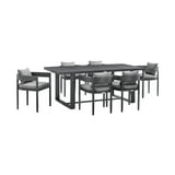 Argiope Outdoor Patio 7-Piece Dining Table Set in Aluminum with Grey ...