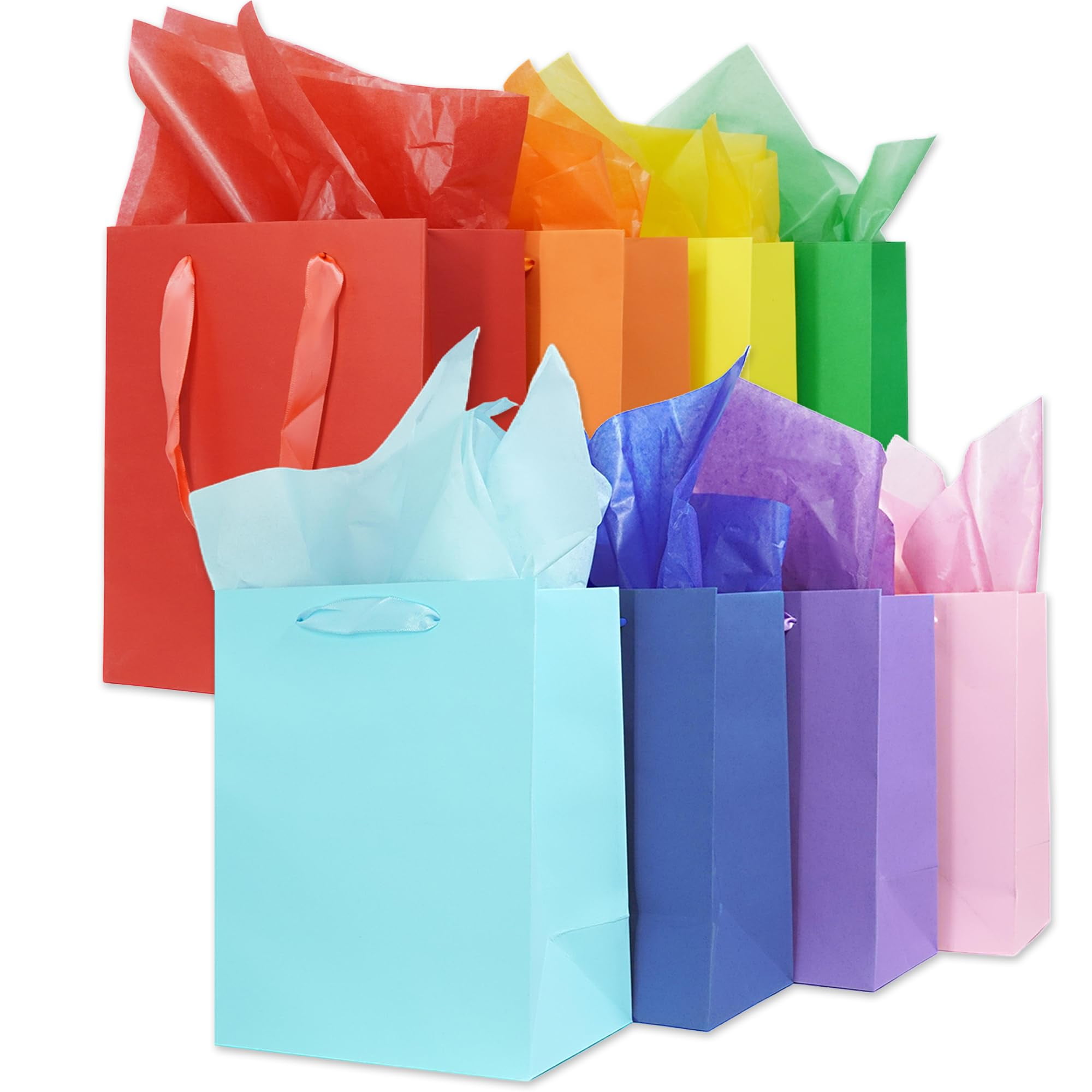 Argivean 8 Pcs Medium DHF10 Gift Bags With Handles: 8 Colors 8x5x10 ...