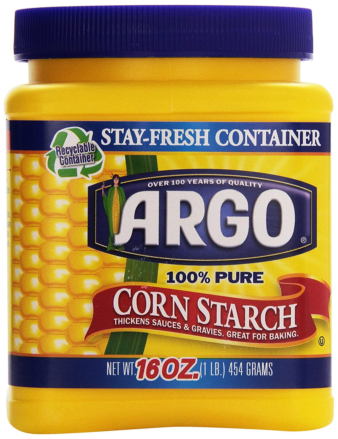 Argo 100% Pure Corn Starch, 16 Oz, Gluten Free, Perfect for Cooking and ...