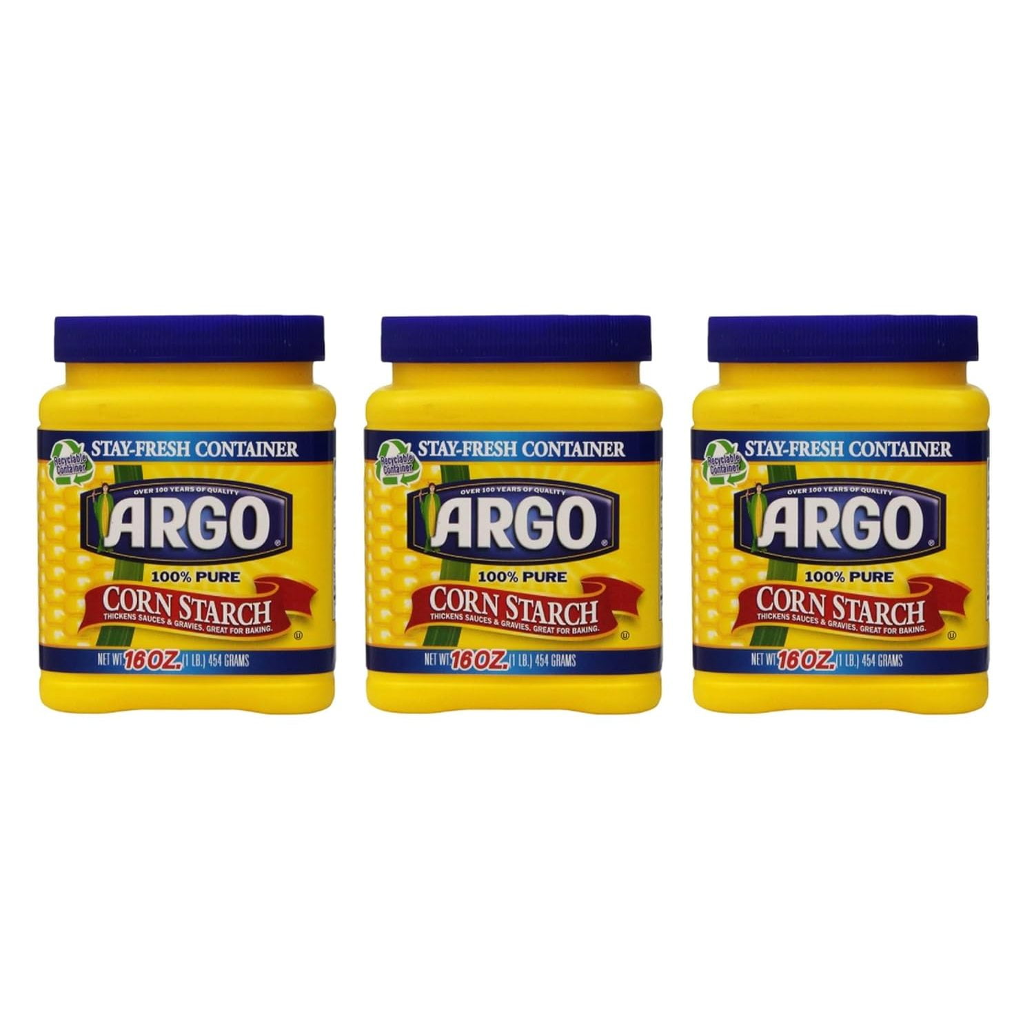 Argo 100% Pure Corn Starch, (3 Pack, Total of 48oz) - Walmart.com