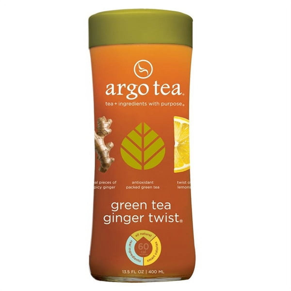 Argo Iced Green Tea Ginger Twist 13.5 Oz Glass Bottles - Pack of 12 ...