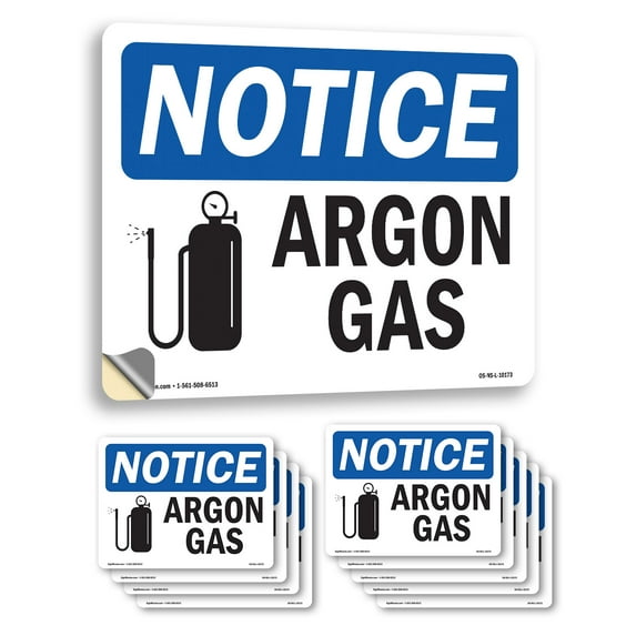 Argon Gas With Symbol OSHA Notice Vinyl Decal Label 5 Inch x 3.5 Inch ...