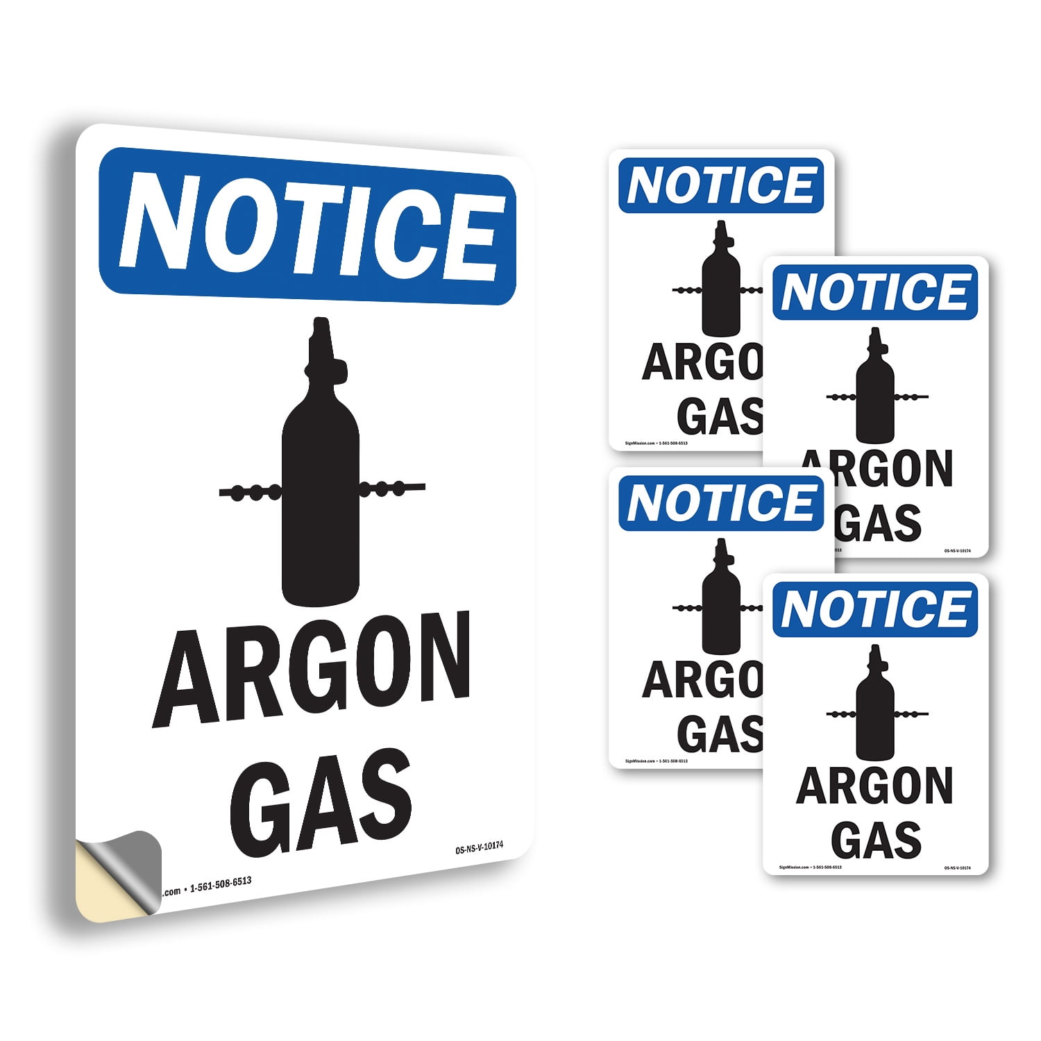 Argon Gas With Symbol OSHA Notice Vinyl Decal Label 7 Inch x 5 Inch - 5 ...