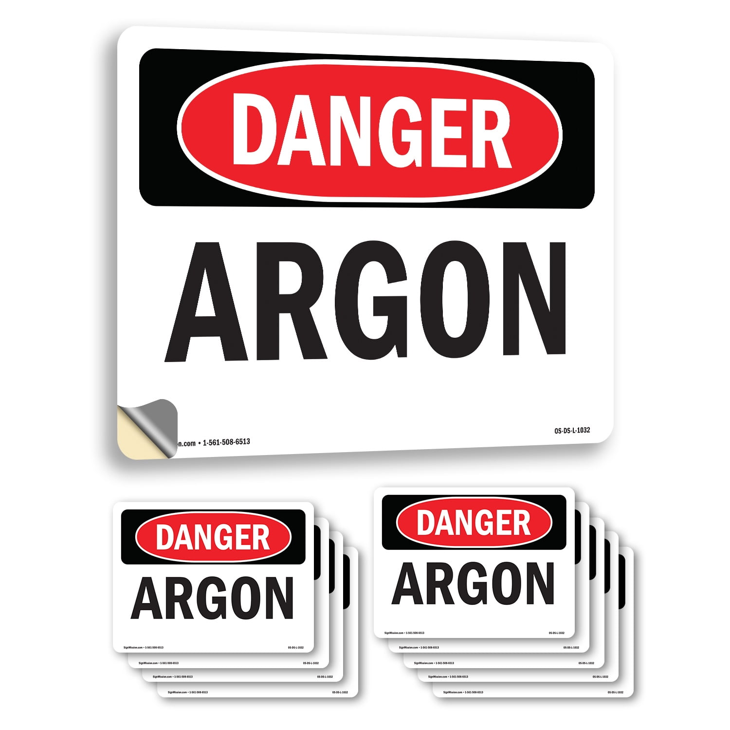 Argon OSHA Danger Vinyl Decal Label 18 Inch x 12 Inch - 10 Pack ...