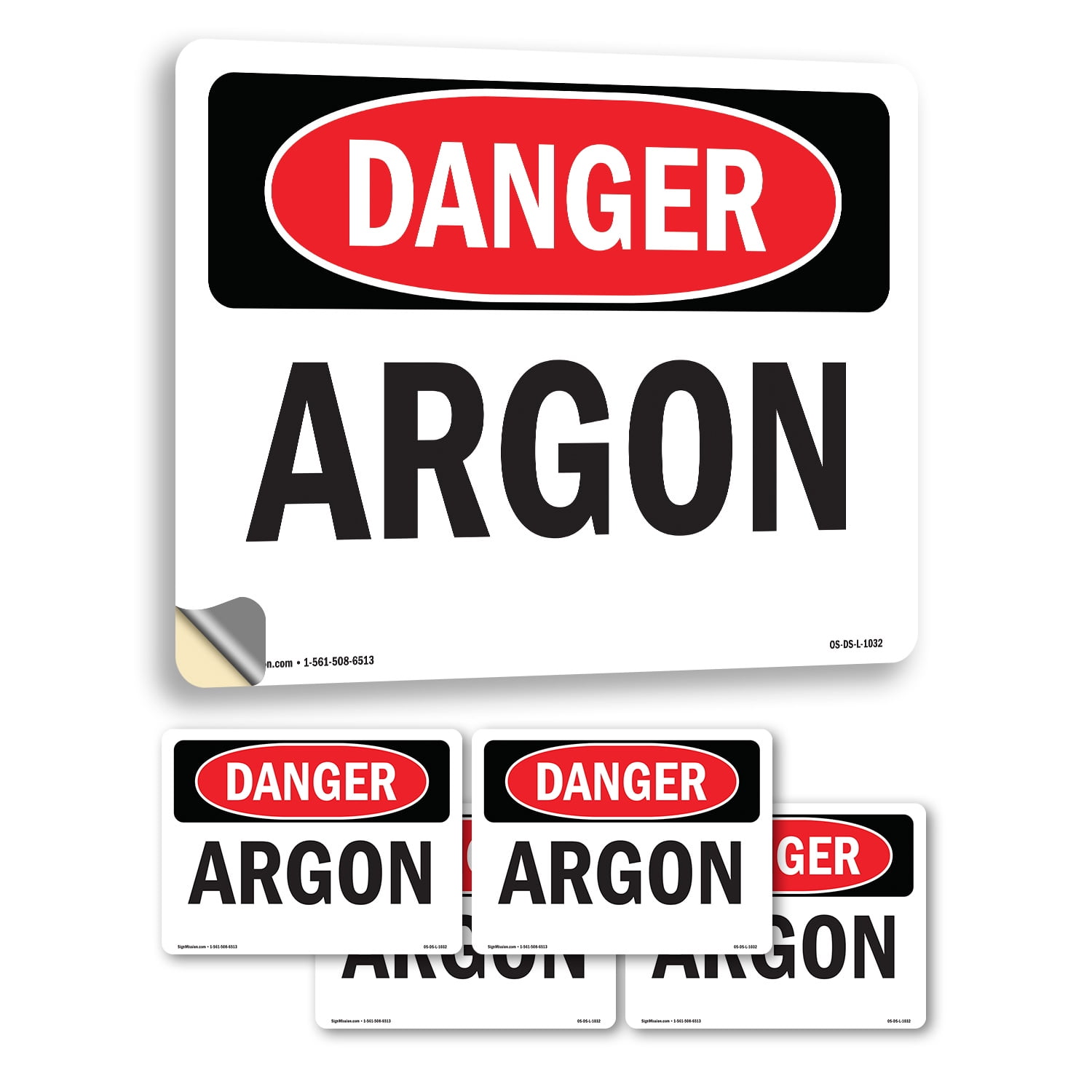 Argon OSHA Danger Vinyl Decal Label 18 Inch x 12 Inch - 5 Pack ...
