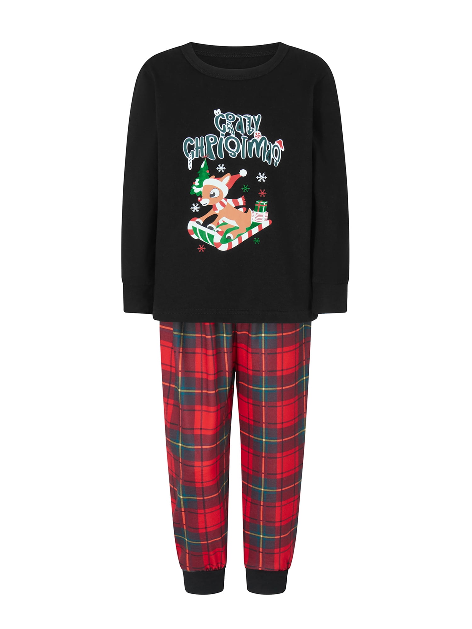 Argulvti Christmas Family Pajamas Matching Set Letter Elk Print Long ...