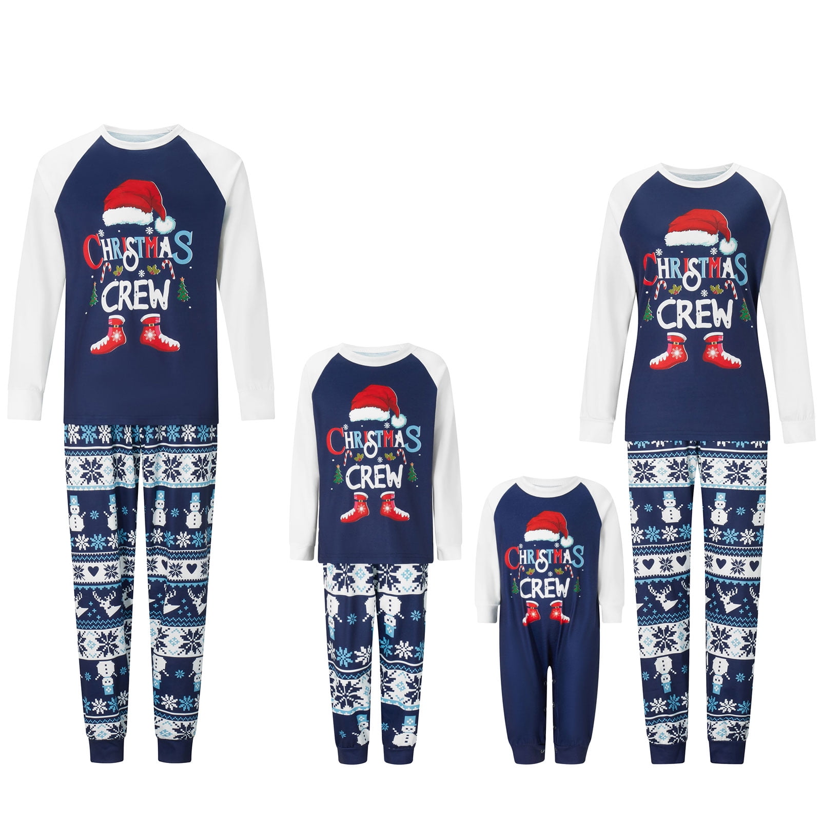 Argulvti Christmas Family Pajamas Matching Set Letter Santa Hat Print ...