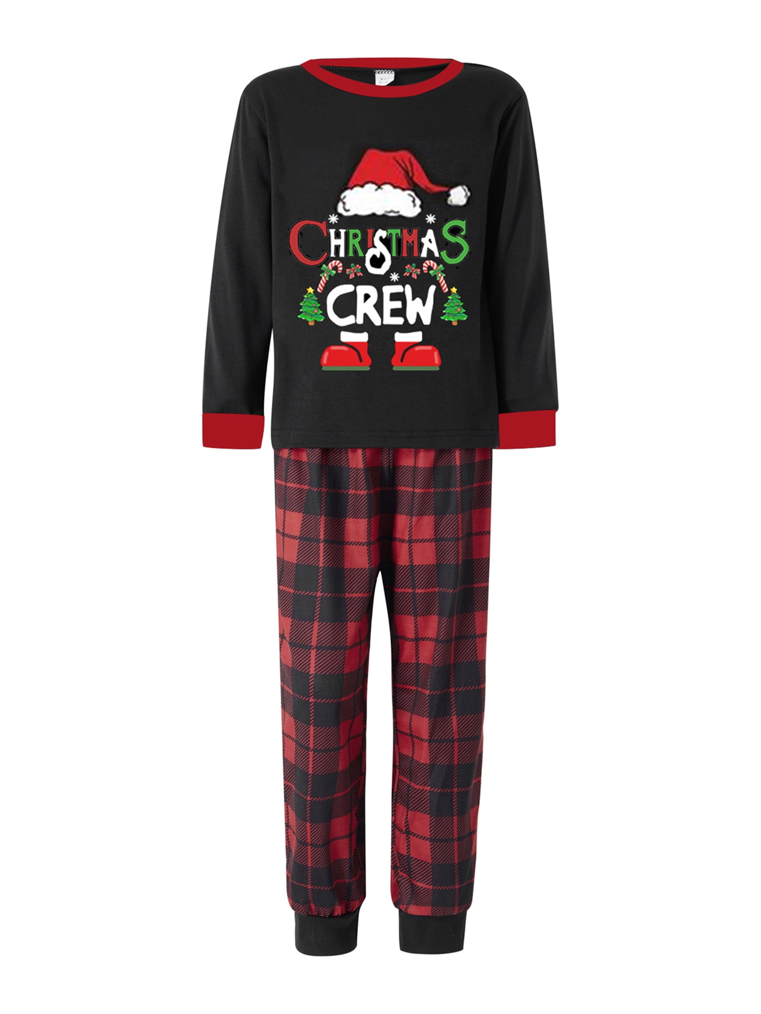 Argulvti Christmas Family Pajamas Matching Set Santa Claus Print Long ...