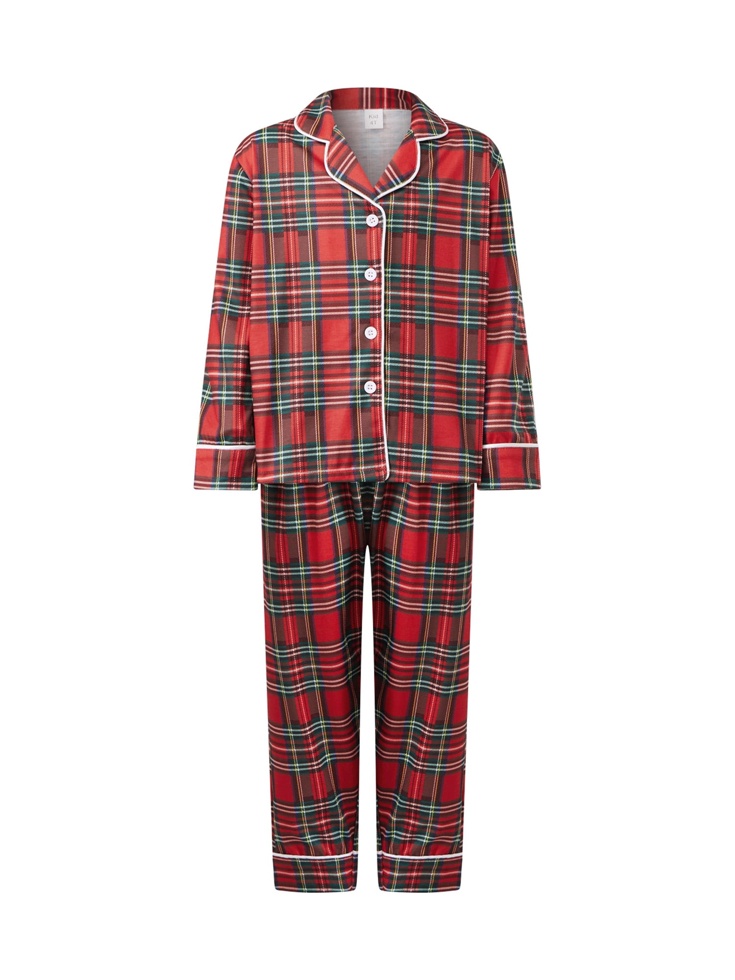 Argulvti Family Christmas Pajamas Matching Sets Plaid Tops and Elastic ...