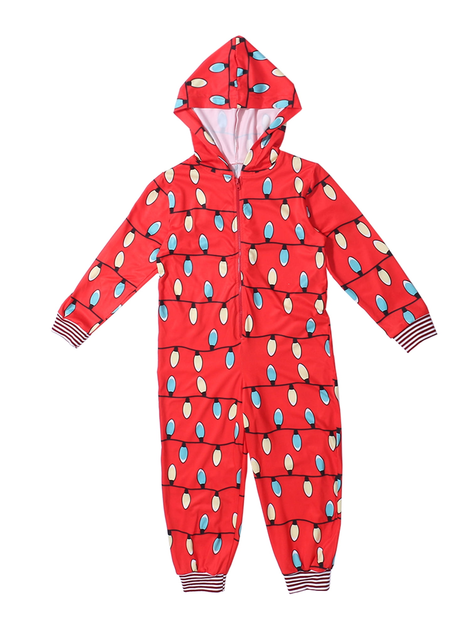 Argulvti Family Xmas Matching Jumpsuit Pajamas, Fairy Light Printed ...