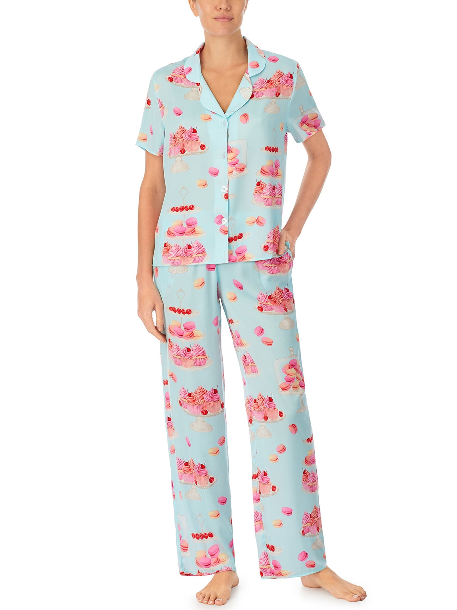 Argulvti Women's Polyester Lounge Set, Loose Lapel Neck Button Down ...