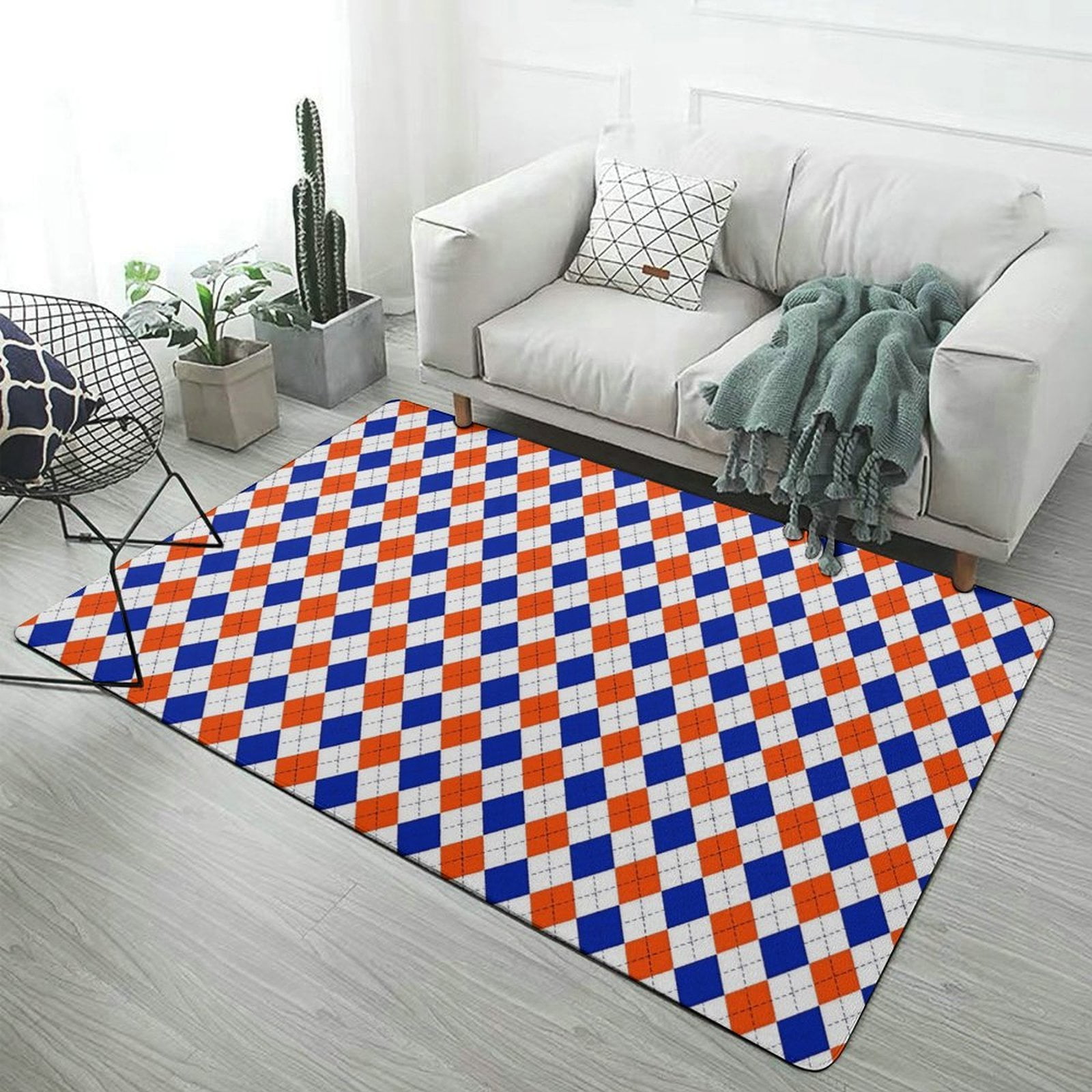 Argyle Diamond Pattern Carpet Rug for Living Room Bedroom Home Sofa Decoration Non-slip Floor ...