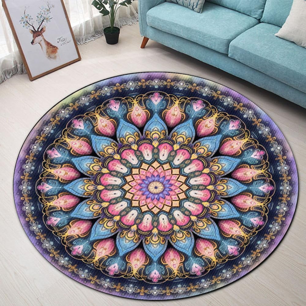 Argyle Diamond Round Area Rug, preppy pattern circle carpet for bedroom ...