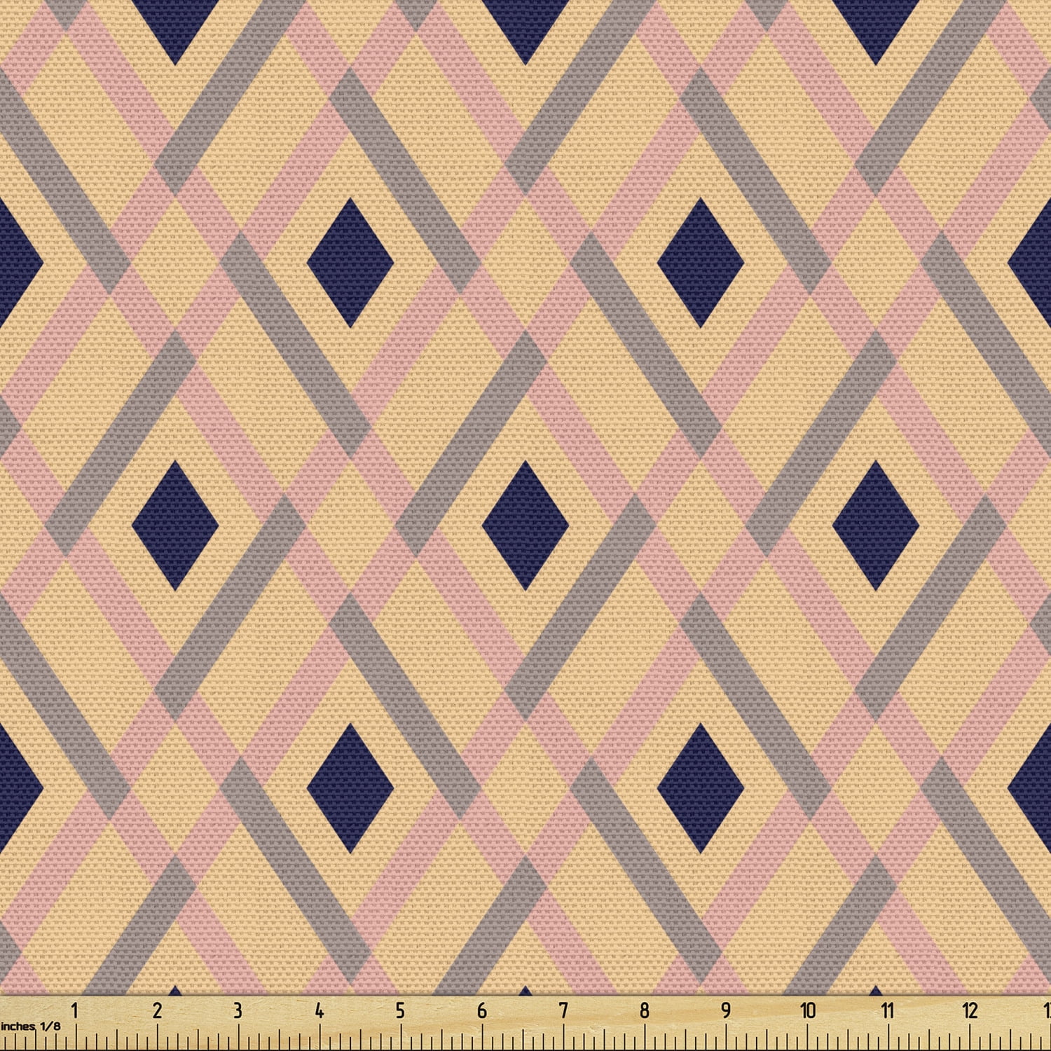 Argyle Fabric by the Yard Upholstery, Diagonal Stripes and Rhombuses ...