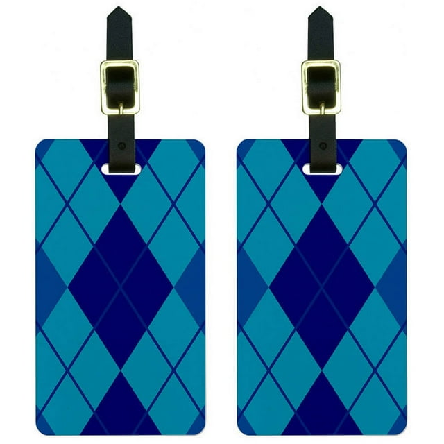 Argyle Hipster Blue Preppy Luggage Tags Suitcase Carry-On ID, Set of 2 ...