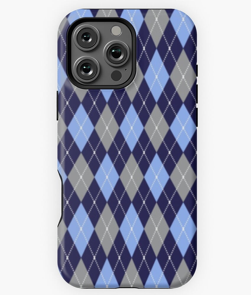 Argyle Pattern Blue and Grey Design N7040 Phone Case for iPhone 17 16 15 14 13 12 11 Pro Max ...