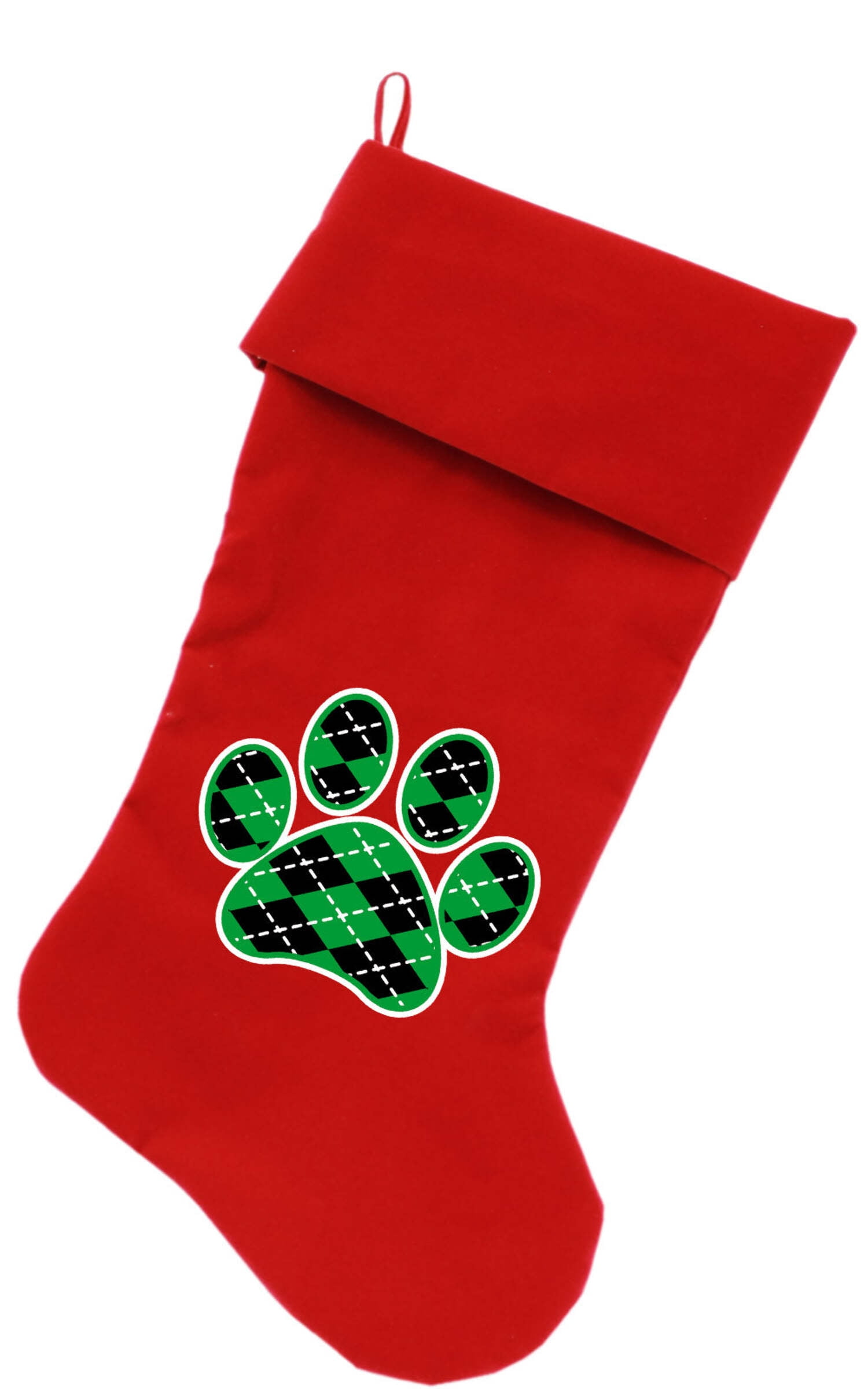 Velvet Christmas Stocking Screen Printed, "Argyle Paw" - Walmart.com