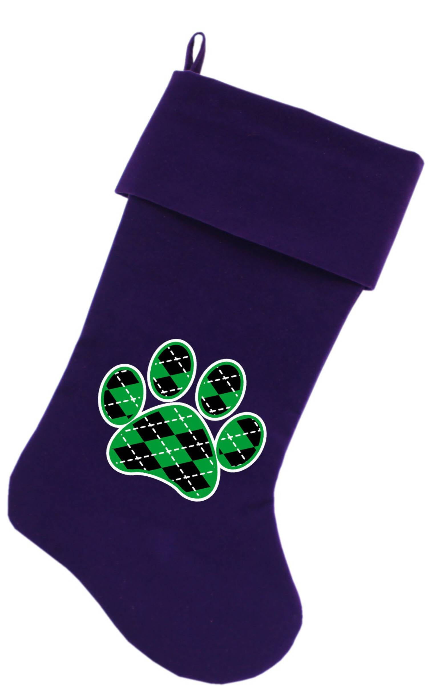 Velvet Christmas Stocking Screen Printed, "Argyle Paw" - Walmart.com