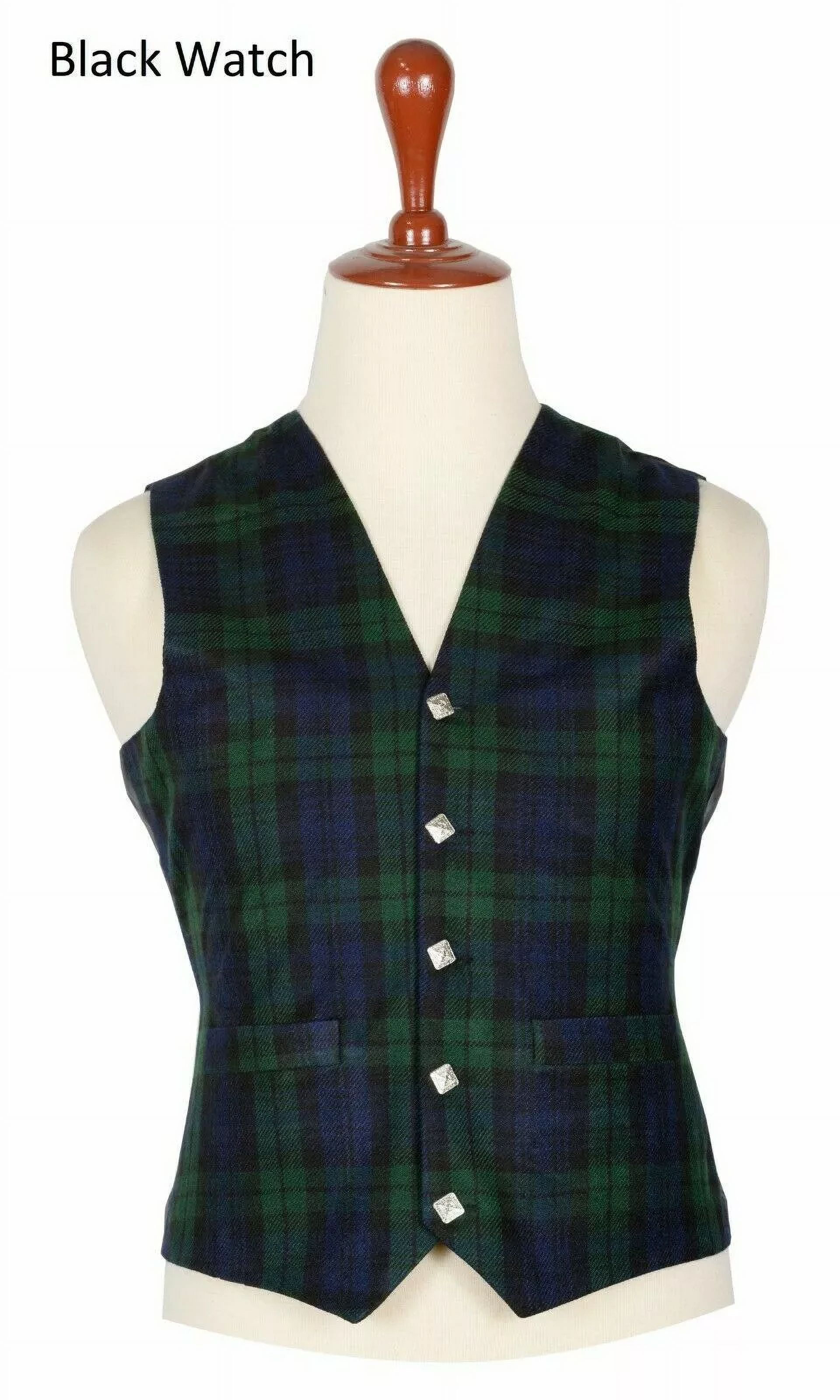 Argyle Waistcoat Vest, Scottish Kilt Vest, Black Watch 5-Button Design ...