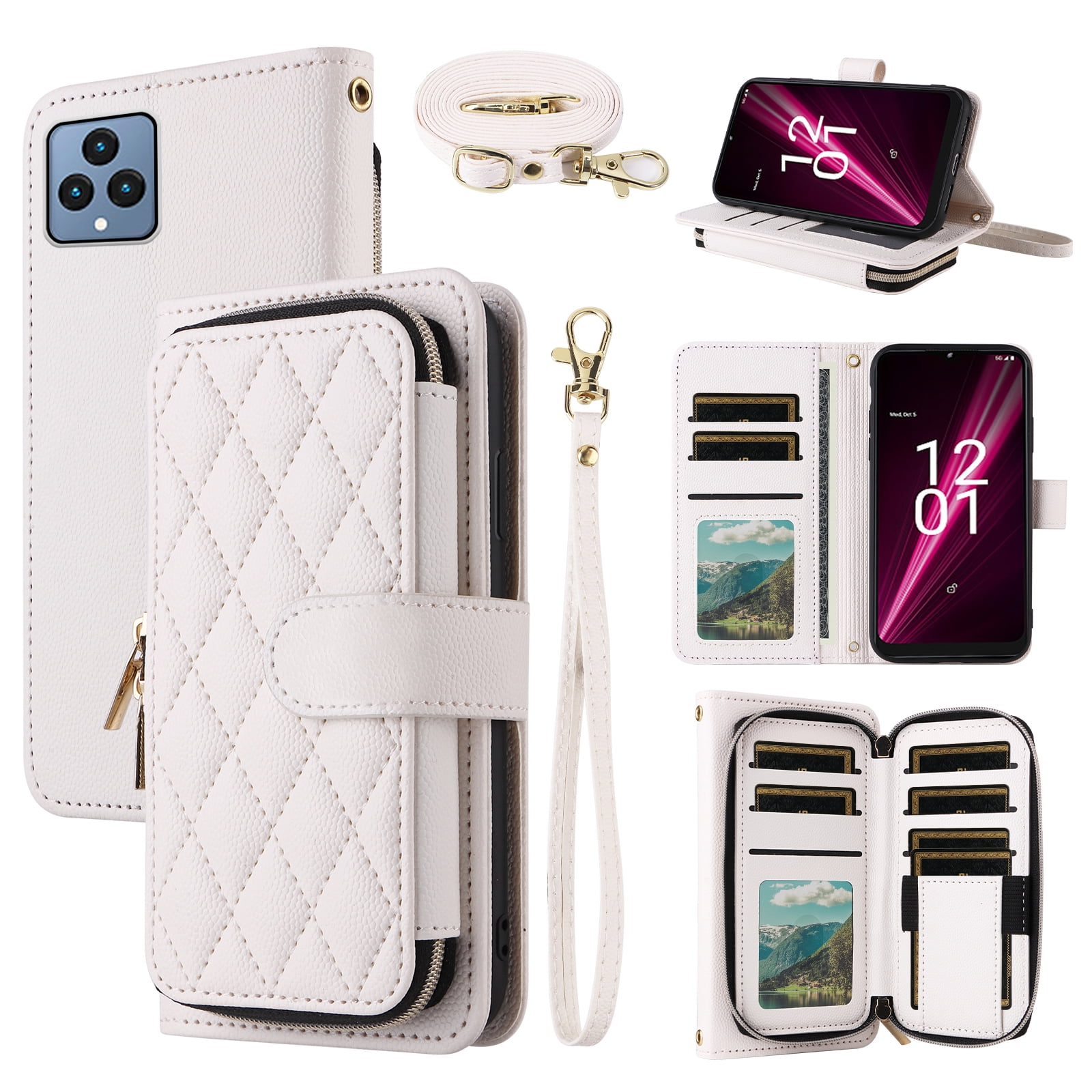 Argyle Wallet Case for T-Mobile Revvl 6/6X 5G with Wrist Strap Shoulder ...