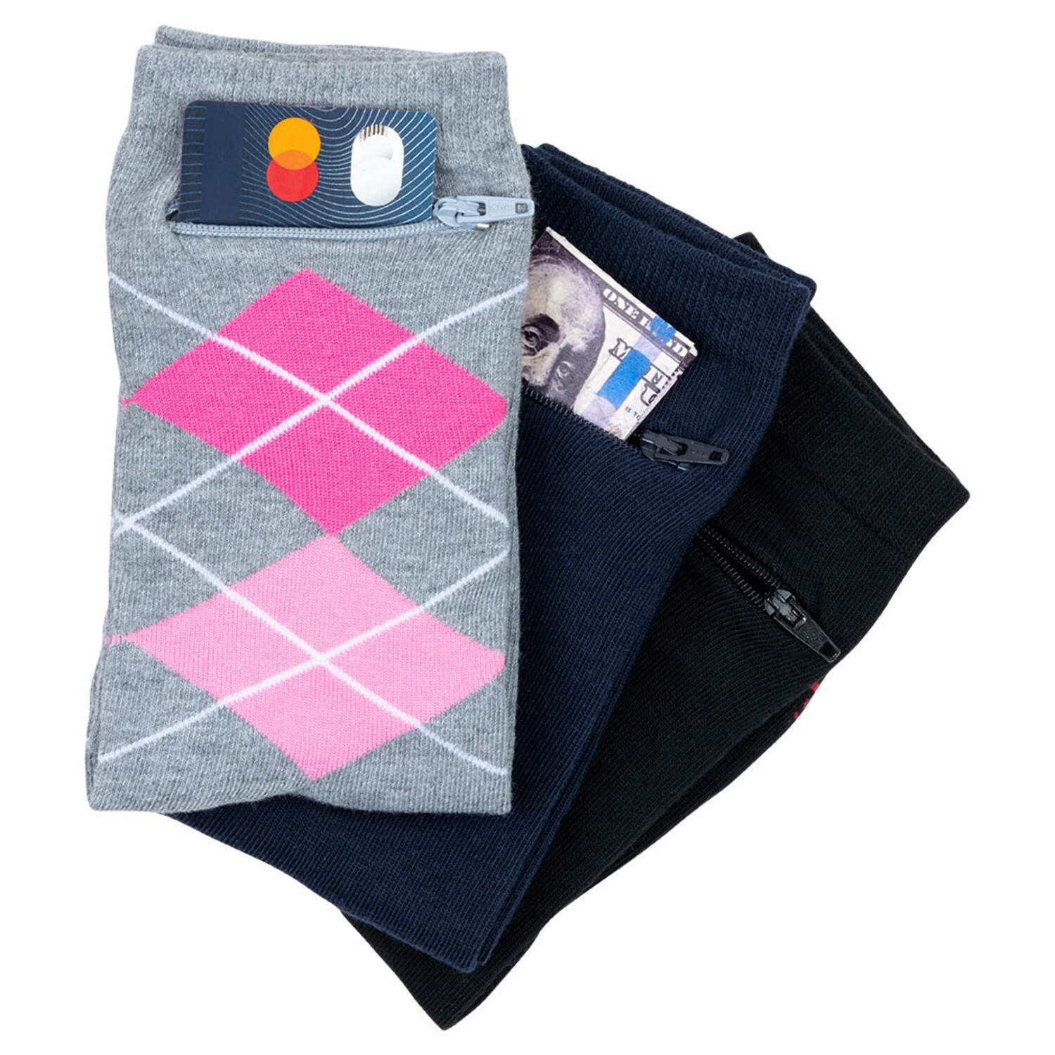 Argyle and Solids Pocket Socks (3-Pack), Pocket Socks® - Walmart.com