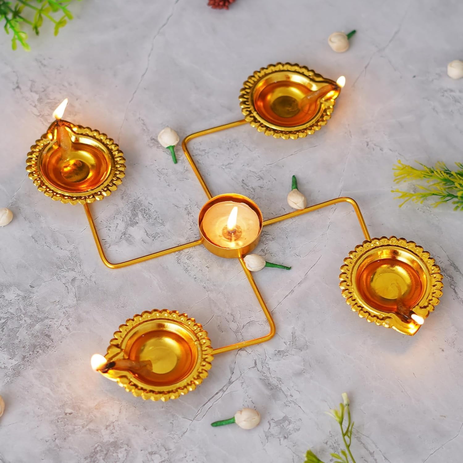 Arhsimvijar Rangoli Stand Handcrafted Puja Lamp Diwali Decoration (9 ...