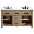 Ari Kitchen & Bath Lauren 60" Solid Wood Bathroom Vanity in Weathered ...