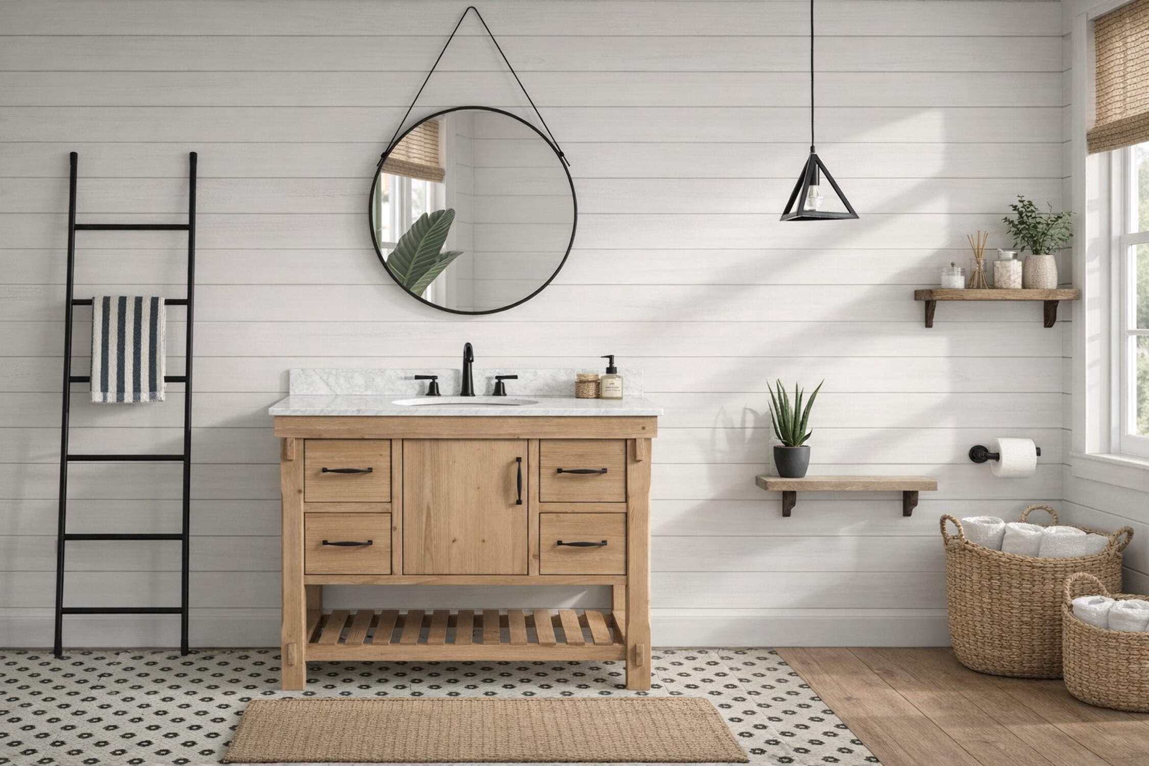 Ari Kitchen & Bath Marina Farmhouse 42" Solid Wood Bathroom Vanity in ...