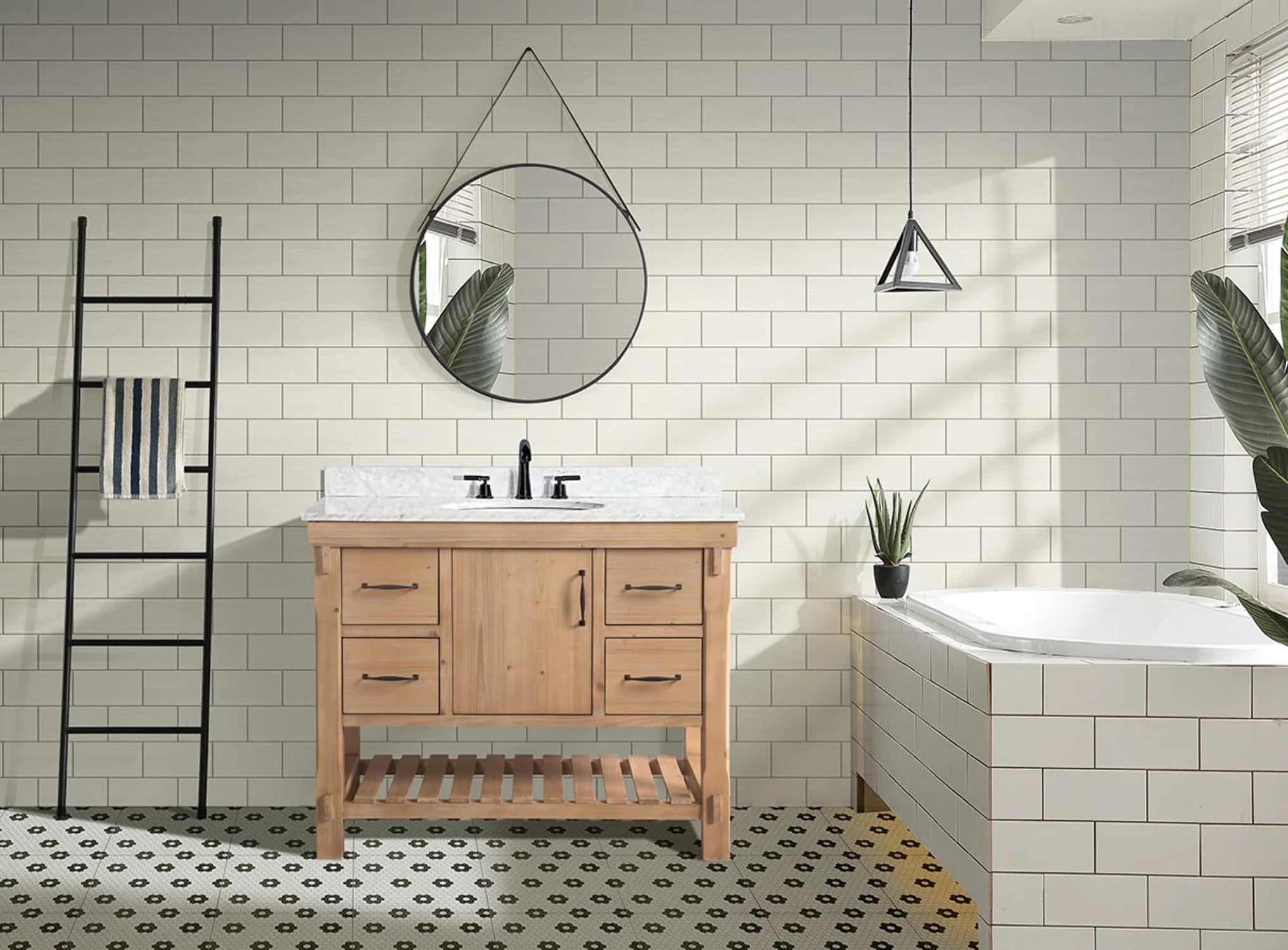 Ari Kitchen & Bath Marina Farmhouse 42" Solid Wood Bathroom Vanity in ...