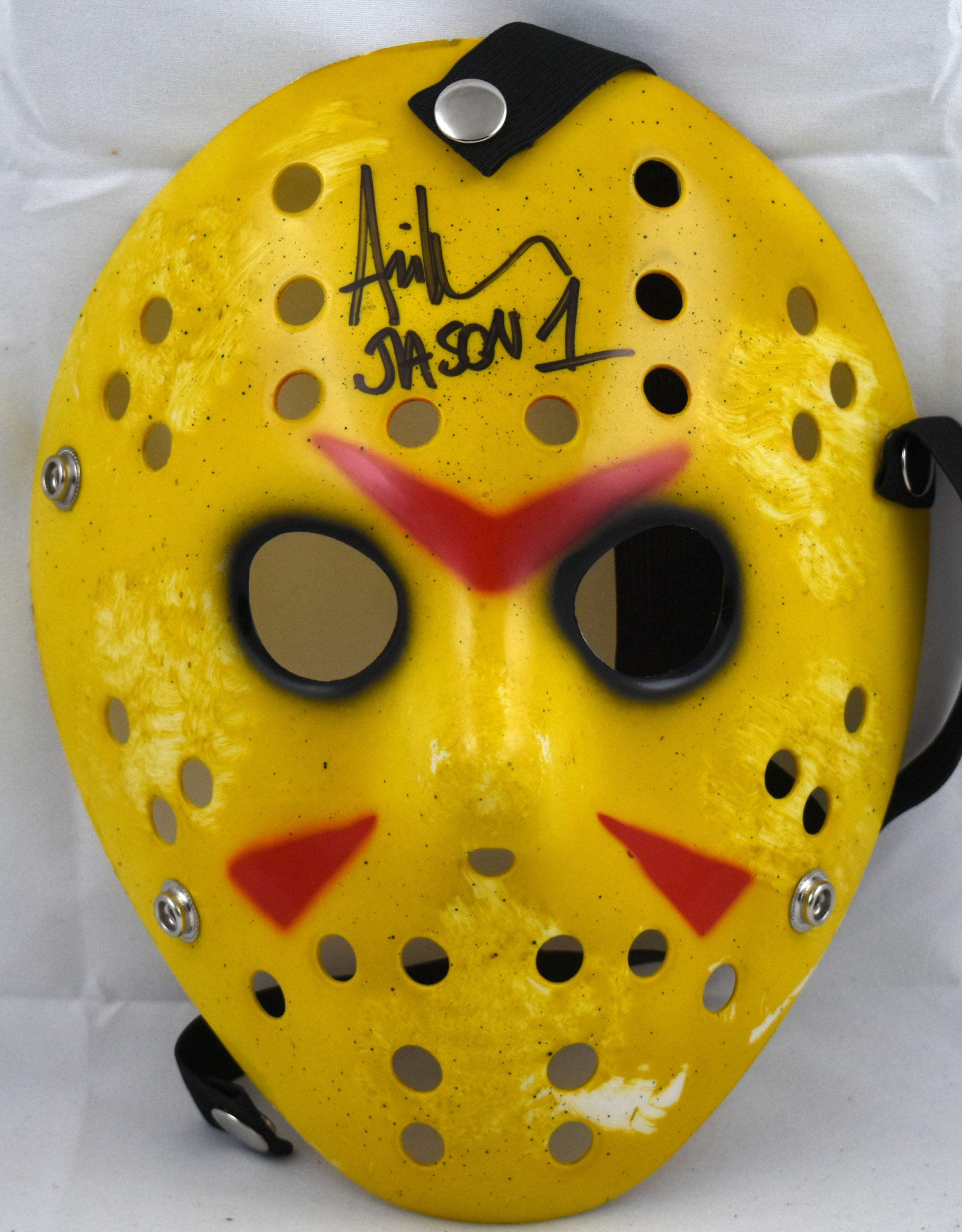 Ari Lehman Signed Friday The 13th Yellow Jason Mask w/Jason 1-Beckett W ...
