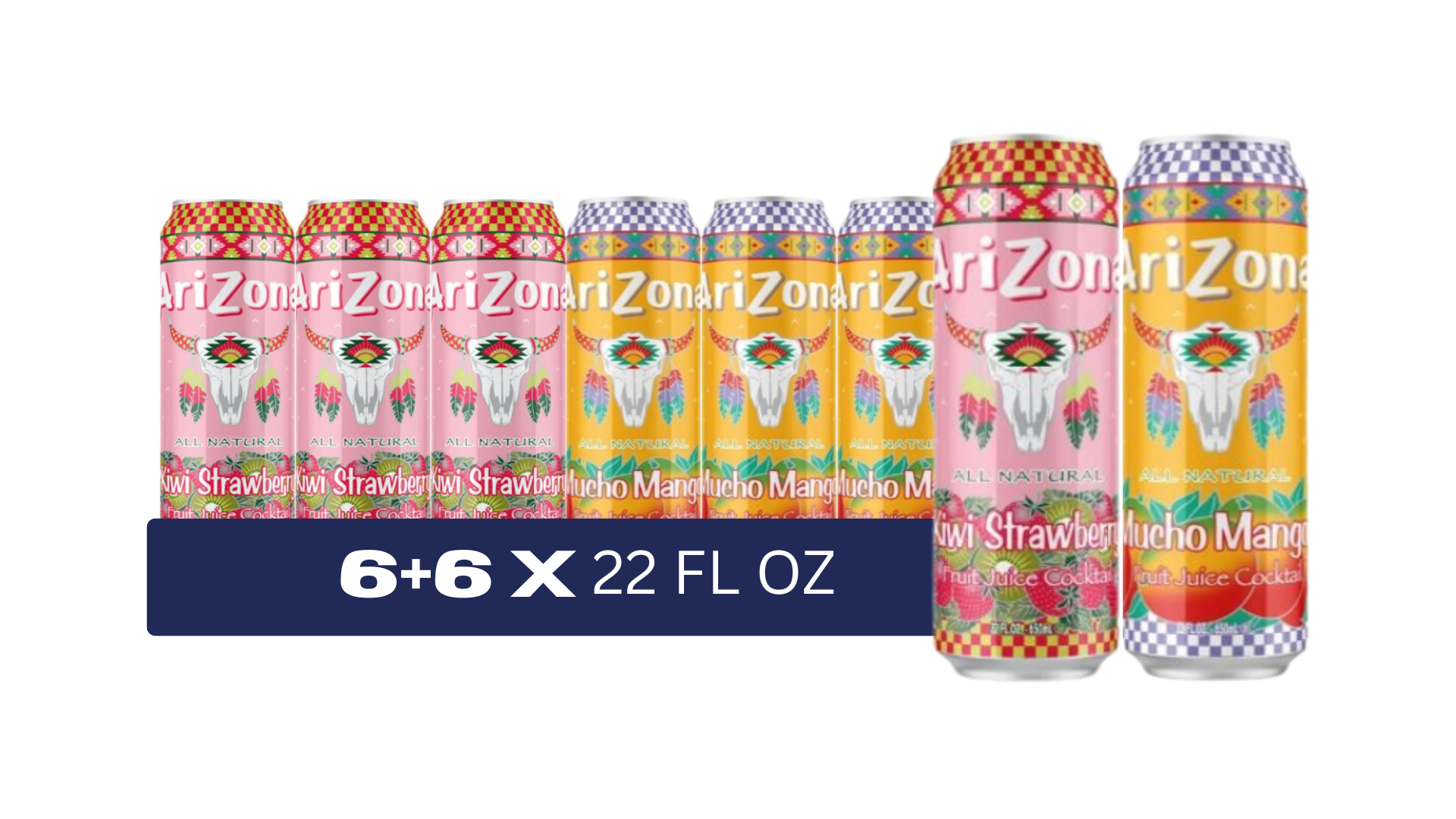 AriZona Fruit Juice Cocktail Variety Pack, Kiwi Strawberry & Mucho ...