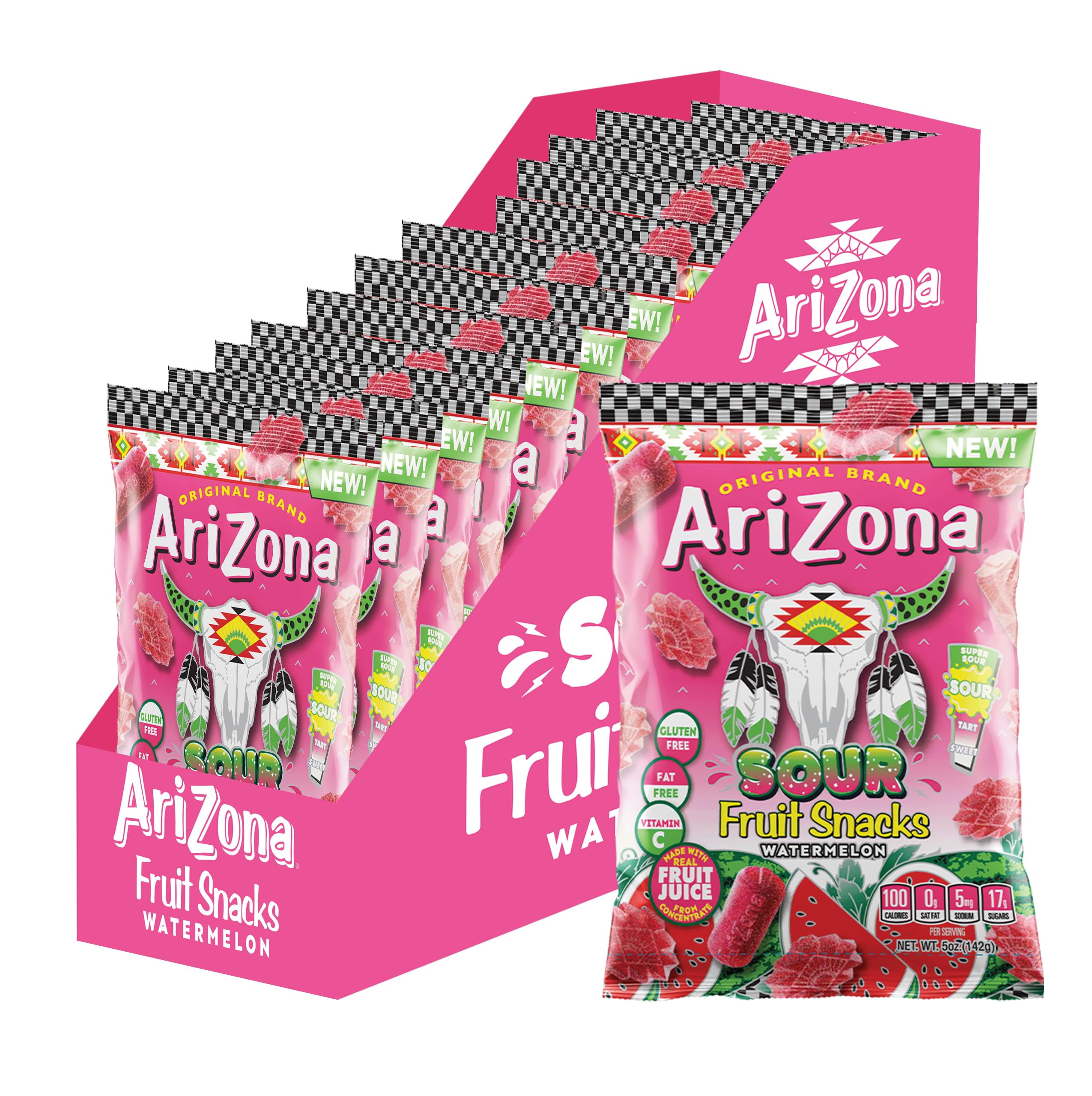 AriZona Fruit Snacks, Sour Watermelon - NEW - 5 Ounce Bags (Pack of 12 ...