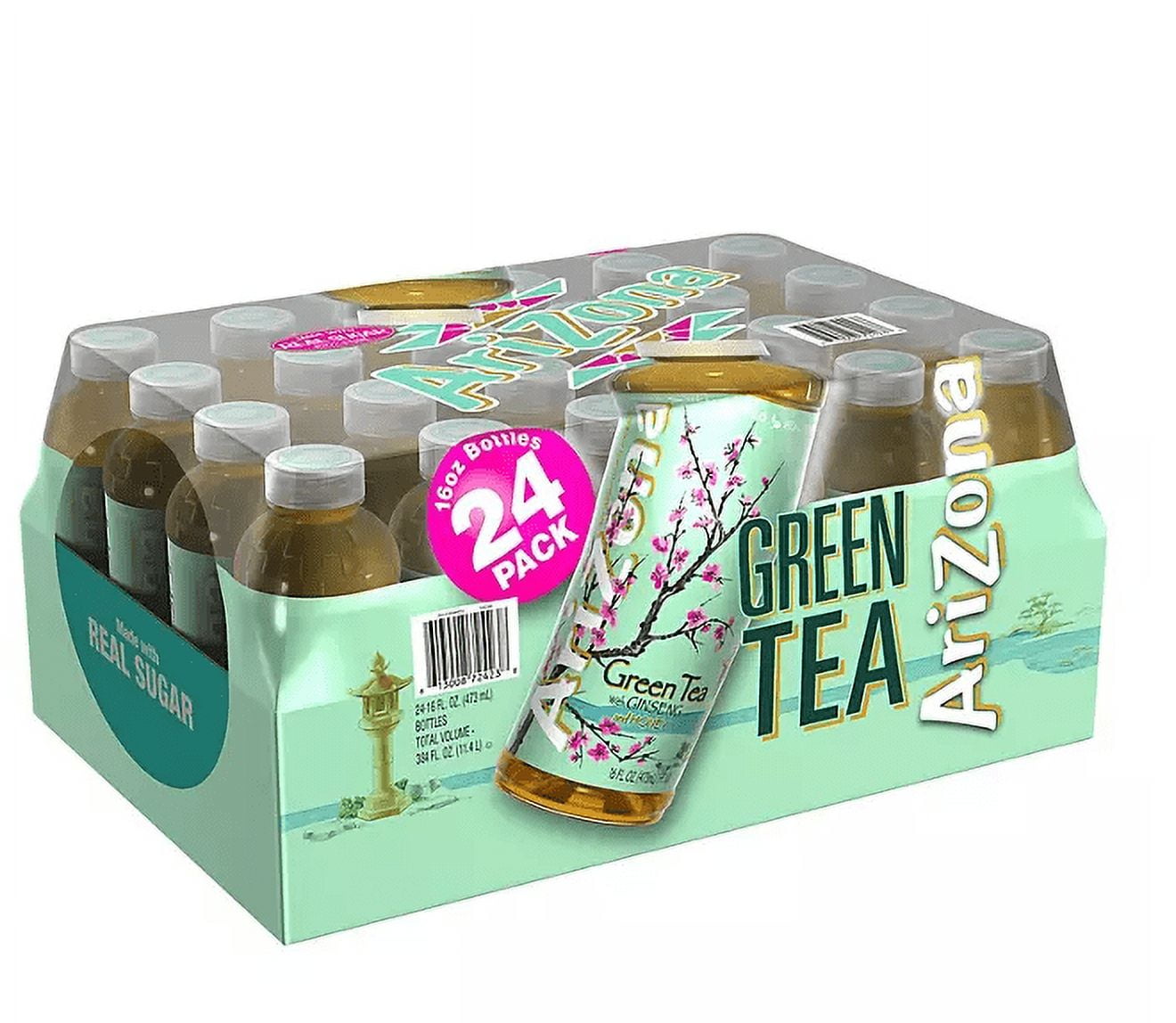 AriZona Green Tea, Sweet Flavored with Ginseng and Honey - 24pk, 16oz ...