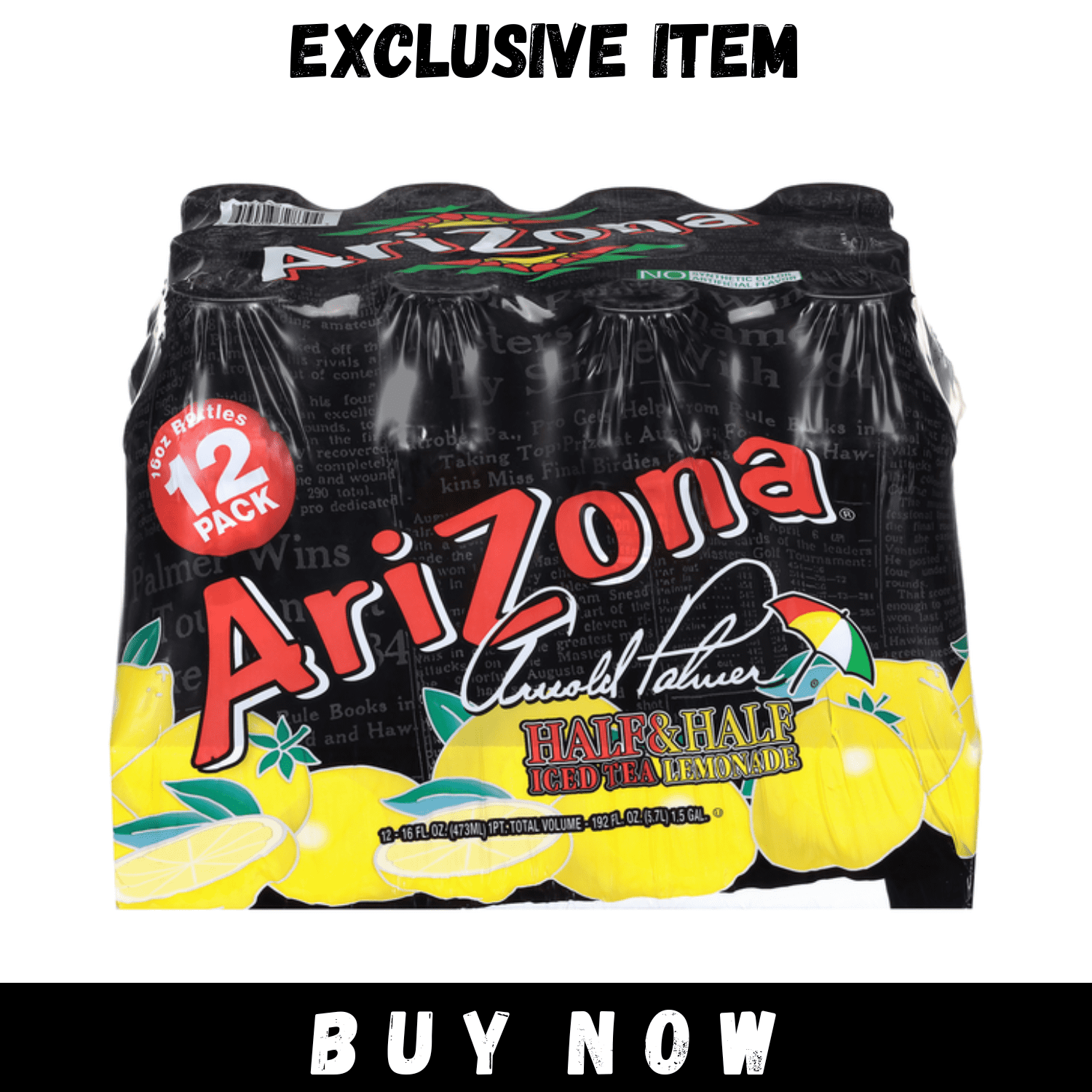 AriZona Half & Half Iced Tea Lemonade, 16 fl oz Bottles, 12 Pack | Real ...