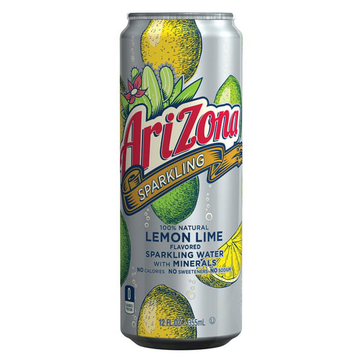 AriZona Lemon Lime Sparkling Water with Minerals 12 oz Cans - Pack of ...