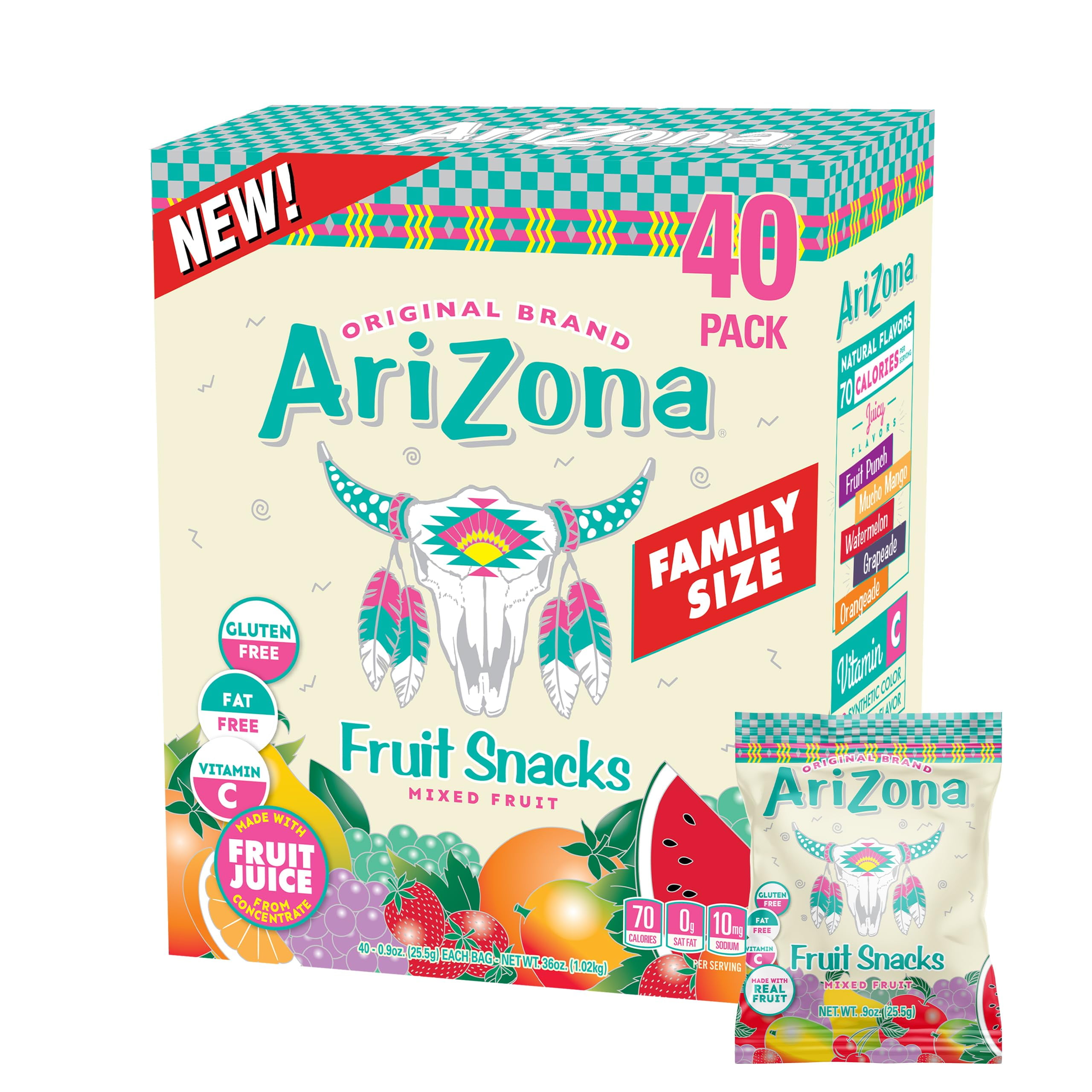 AriZona Mixed FruitITSC Fruit Snacks - 0.9 oz, 40 count Box - Walmart.com