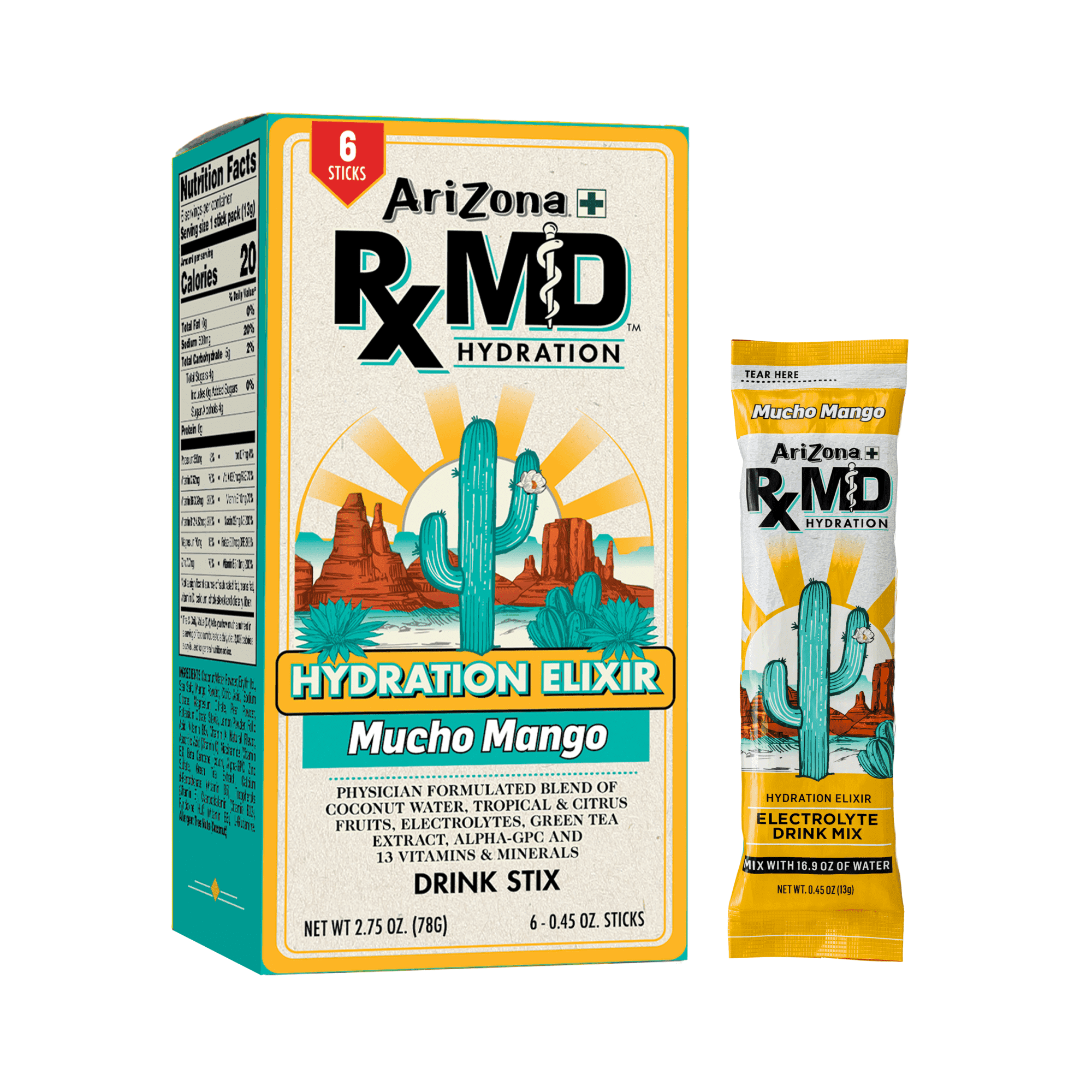 AriZona Rx MD Hydration Mucho Mango - Drink Mix - 920mg of Electrolytes ...