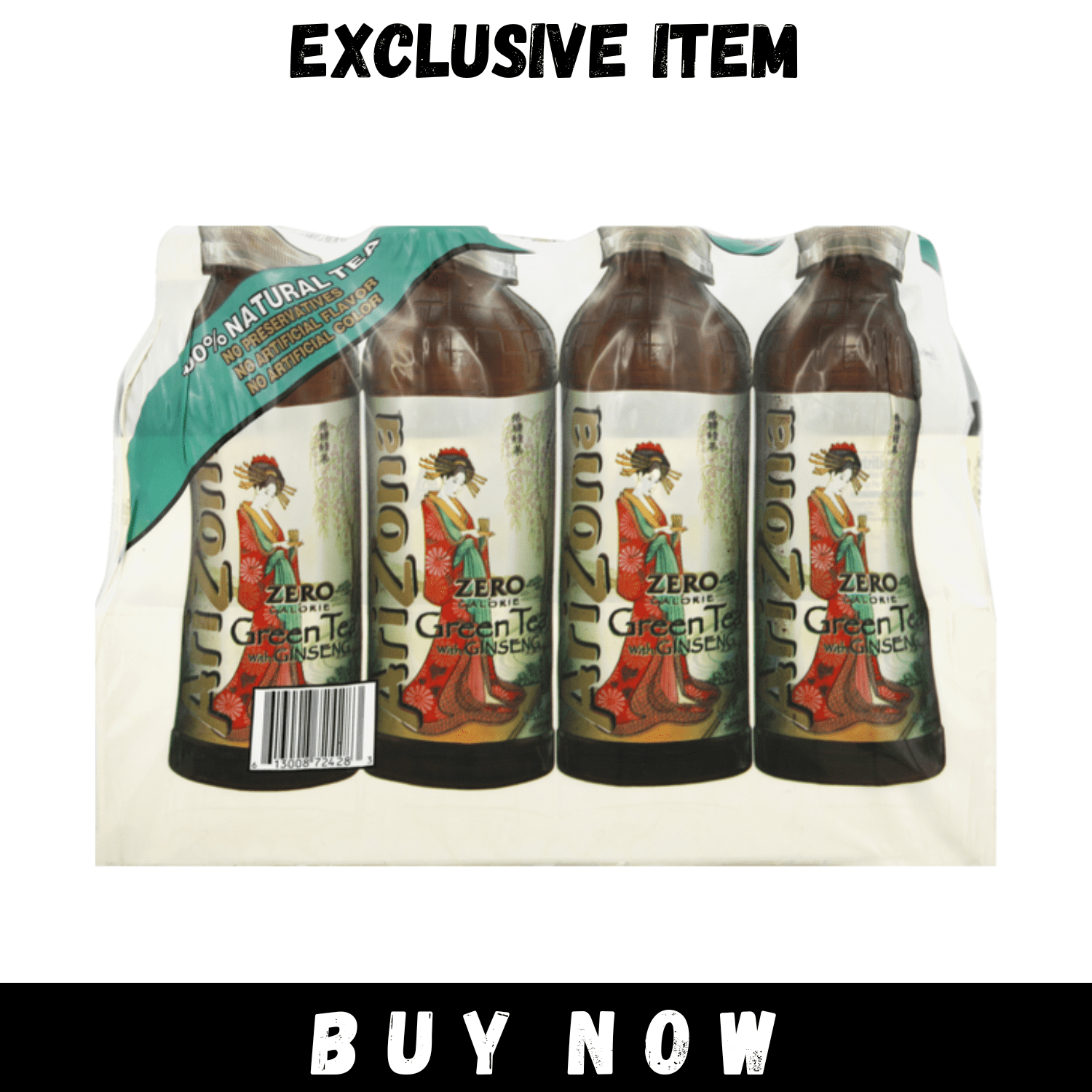 AriZona Zero Calorie Green Tea with Ginseng, 16 fl oz Bottles, 12 Pack ...