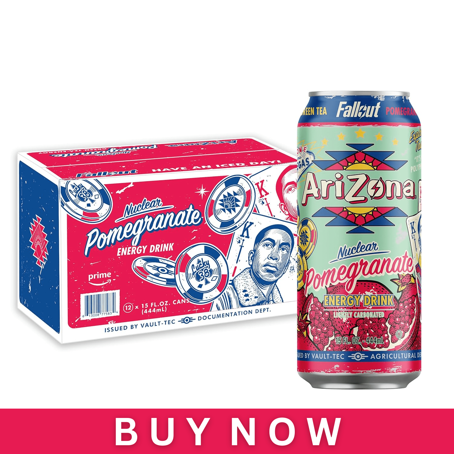 AriZona x Fallout Pomegranate Green Tea Energy Drink – 15 fl oz, 24 ...