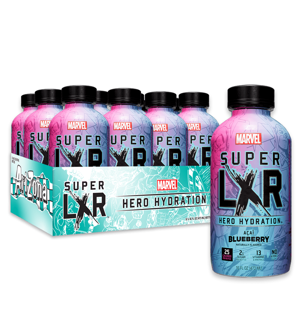 AriZona x Marvel Super LXR Hero Hydration - Acai Blueberry - 16oz (Pack ...