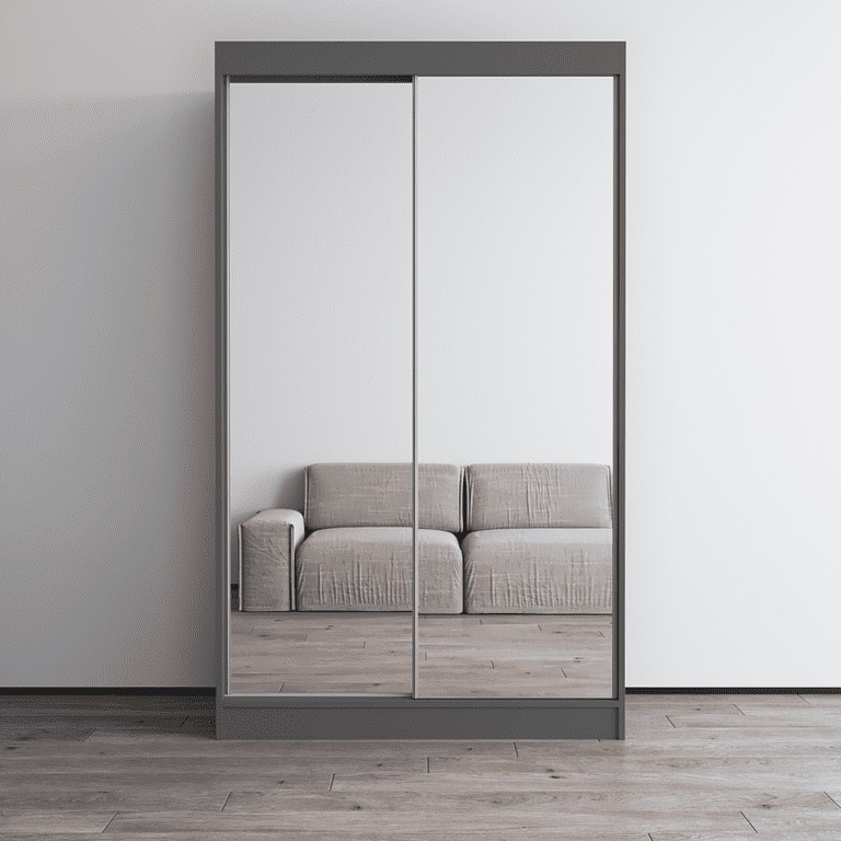 Aria 2 Door Modern 47 Wardrobe Armoire with All Mirror Fronts