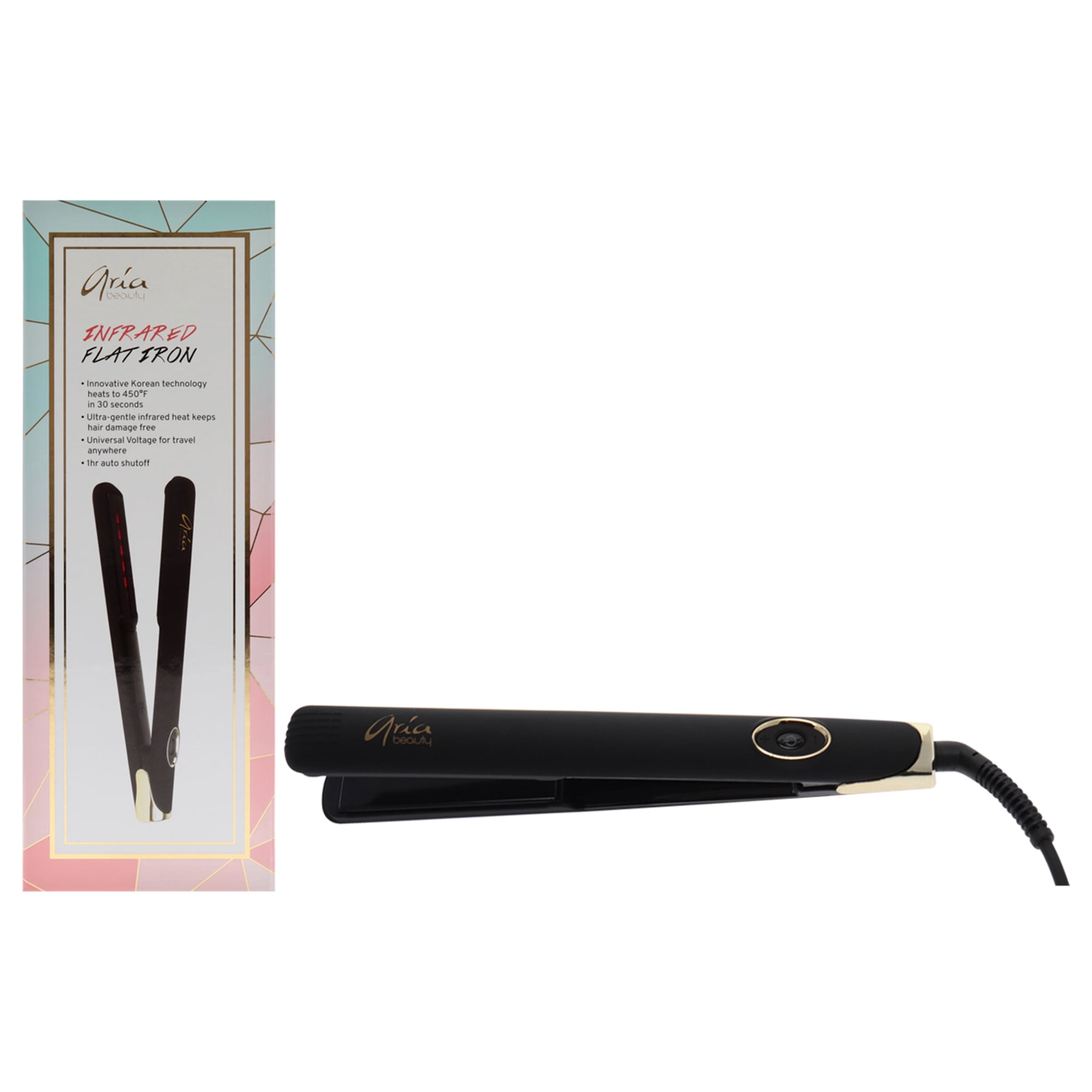 Aria Beauty Infrared Flat Iron in Black - 1" - Walmart.com
