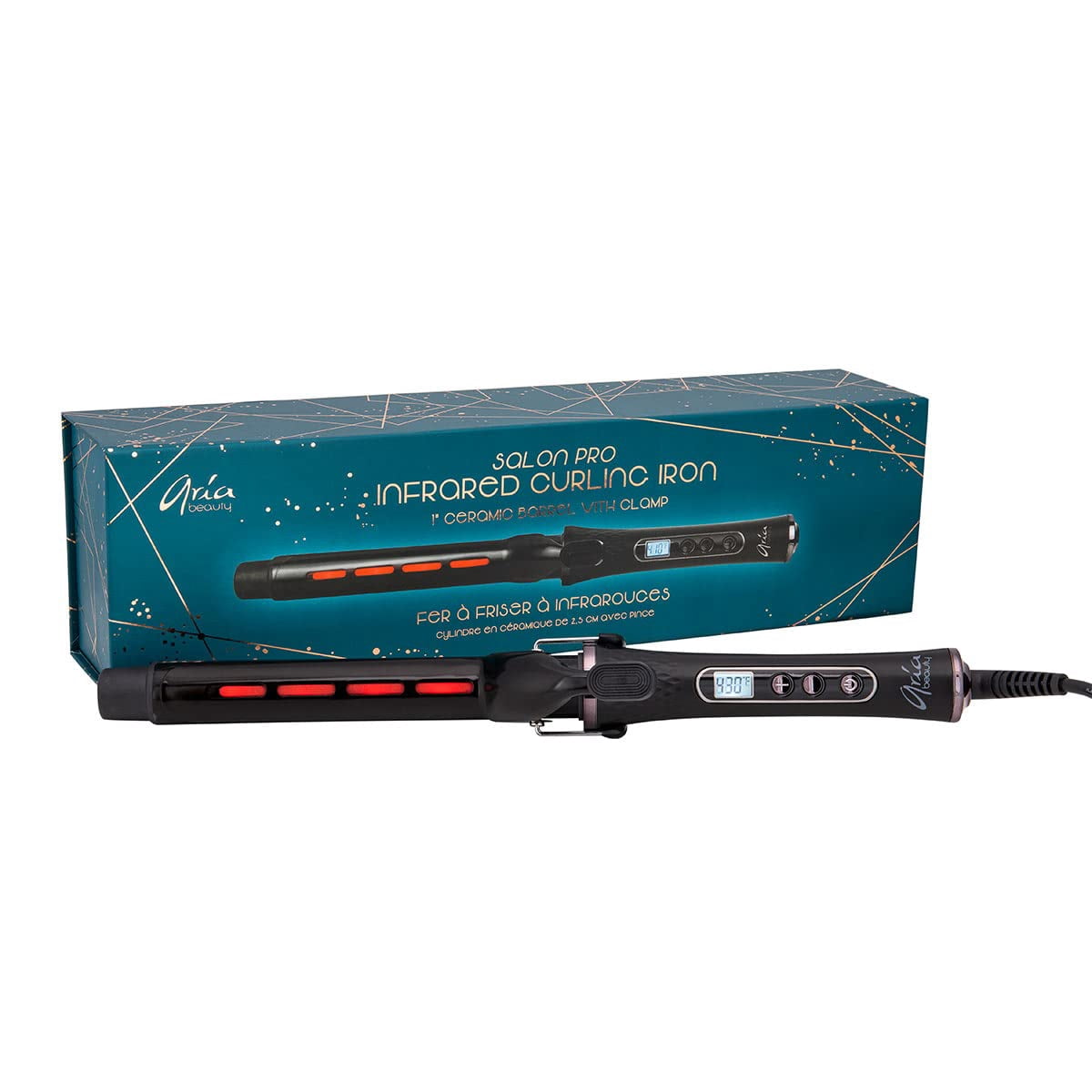 Aria Beauty Salon Pro 1" Infrared Curling Iron, Ceramic Barrel, Dual ...