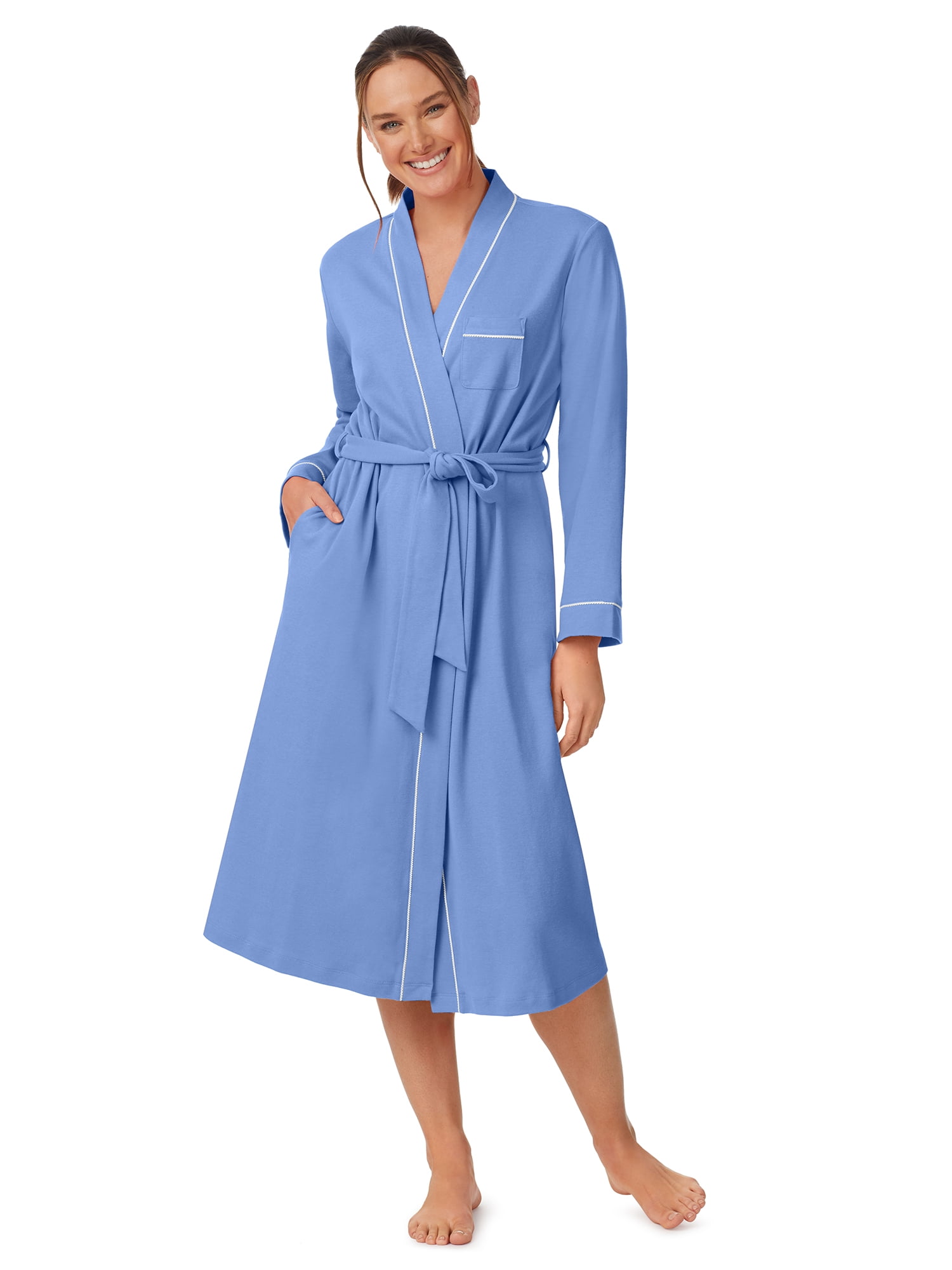 Aria Long Sleeve Wrap Robe 48" with pockets, Women's Size XS-5X ...