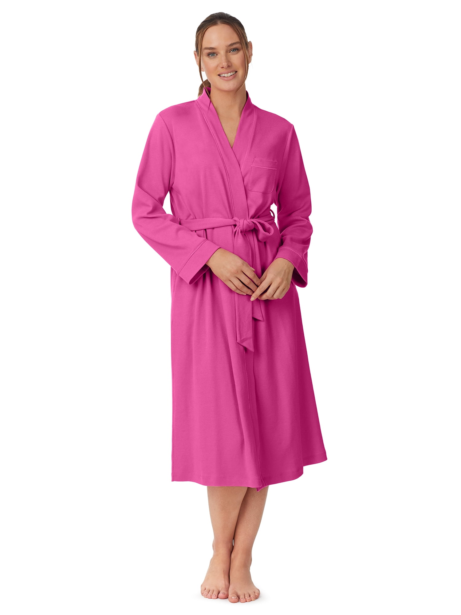 Aria Long Sleeve Wrap Robe 48" with pockets, Women's Size XS-5X ...