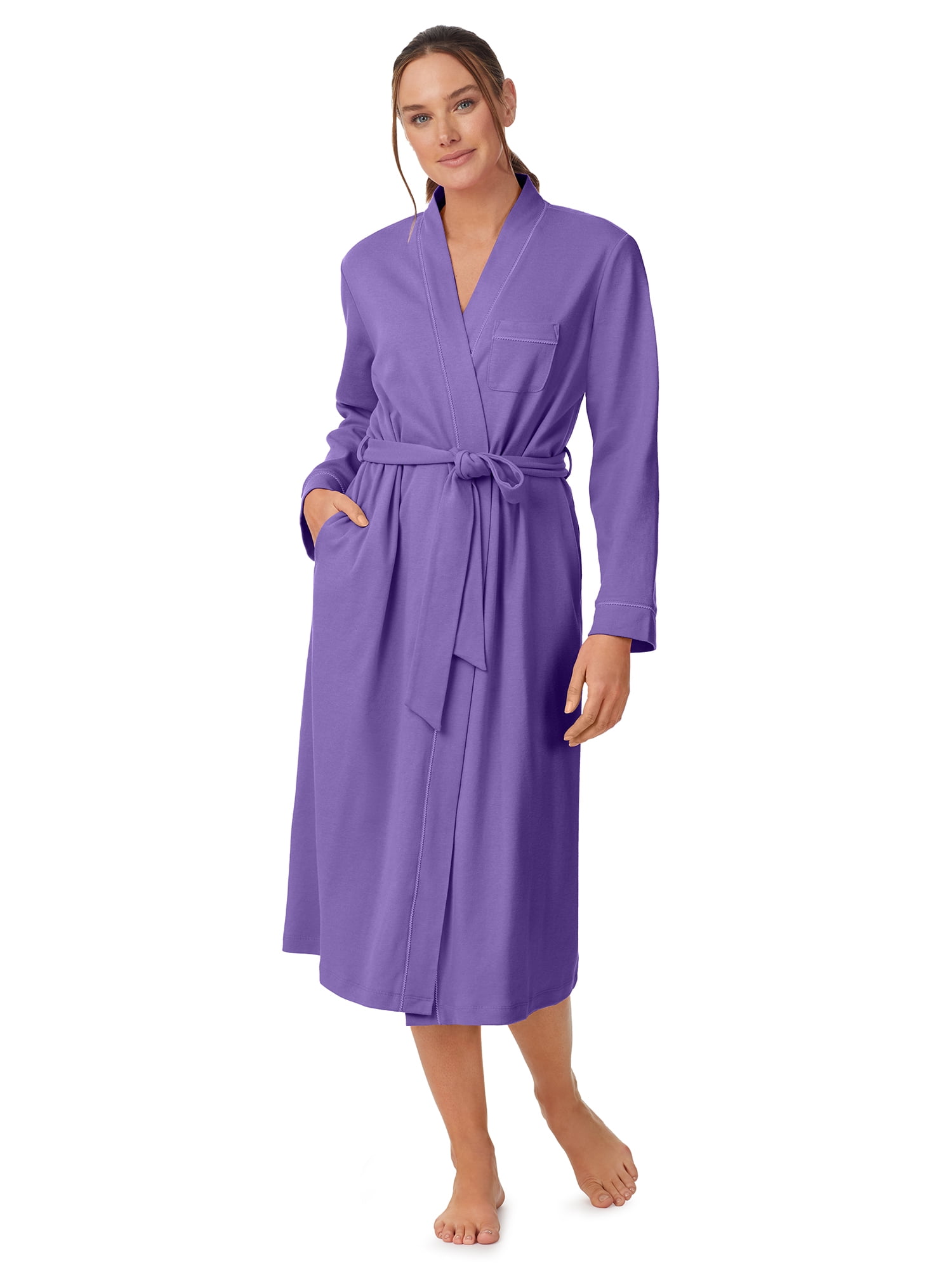 Aria Long Sleeve Wrap Robe 48" with pockets, Women's Size XS-5X ...
