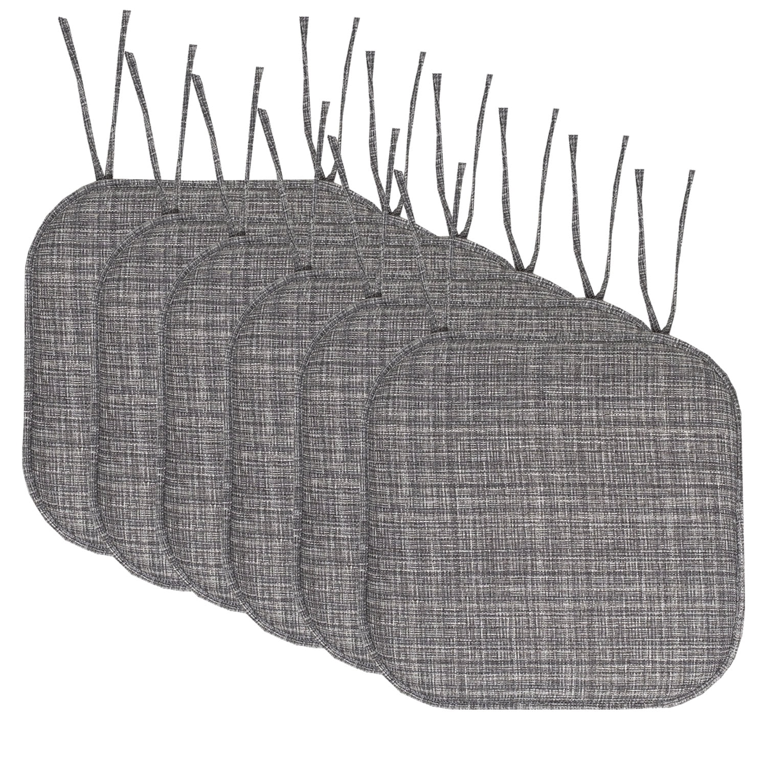 Aria Memory Foam Non-Slip 16" x 16" Chair Cushion Pad with Ties 6 Pack ...