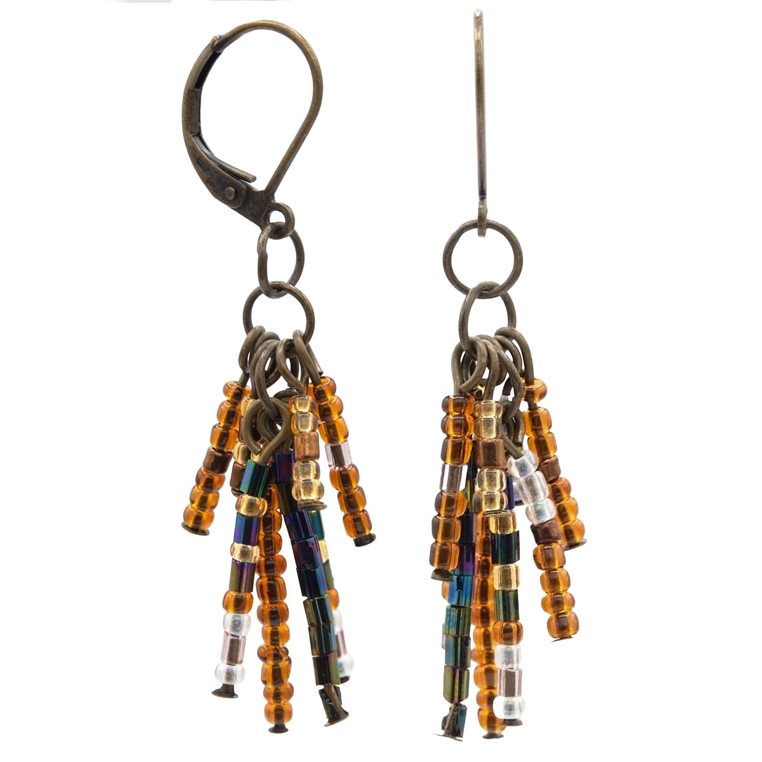 Bohemian Multicolor Seed Bead Dangle Earrings - 2 Inch Boho Fringe Drop ...